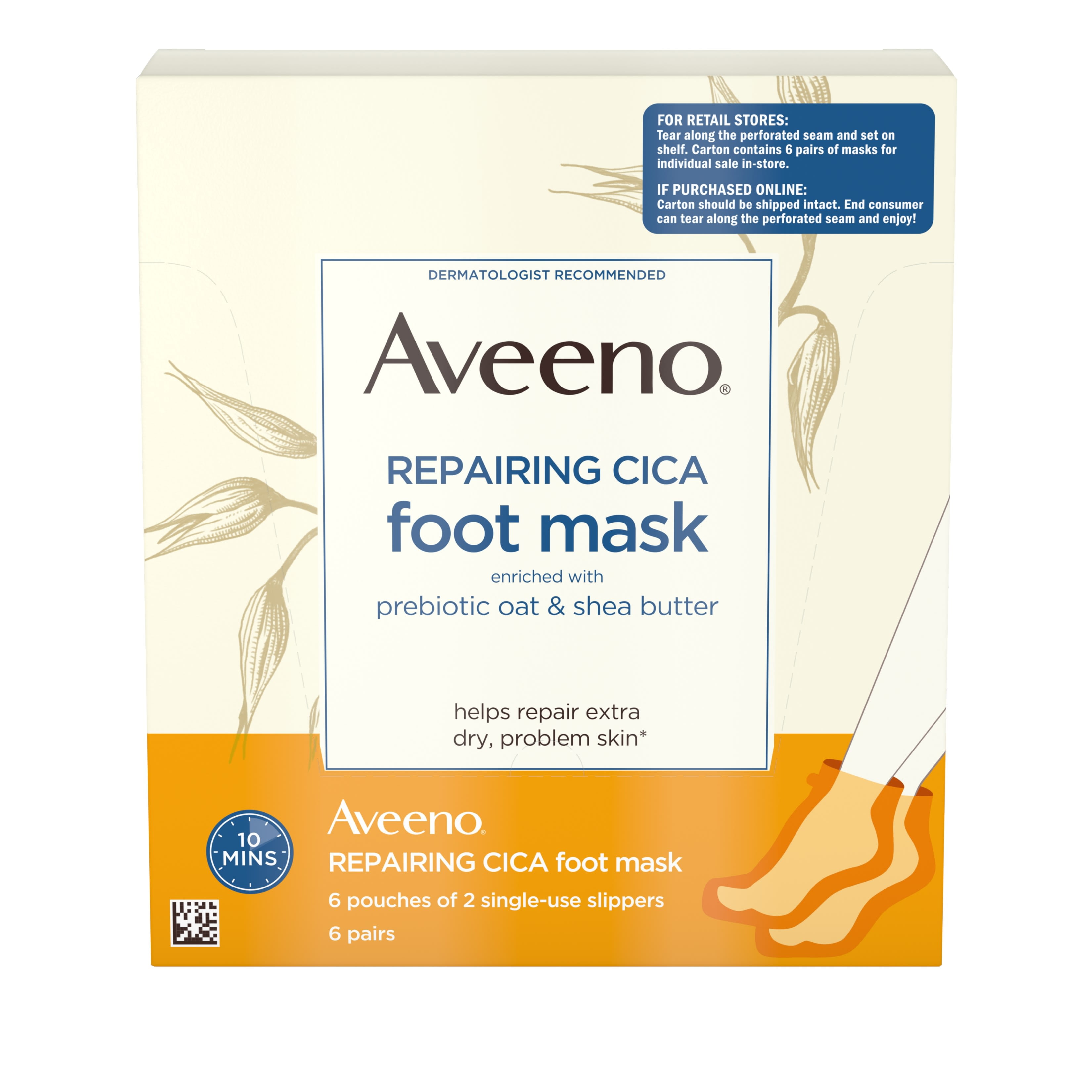 Aveeno Hydrating Repairing CICA Foot Mask with Oat, 6 Pairs - Walmart.com