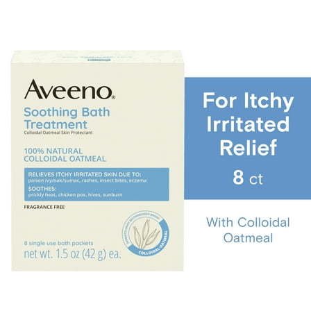 Aveeno Soothing Bath Treatment with Colloidal Oatmeal, Anti-Itch Relief ...
