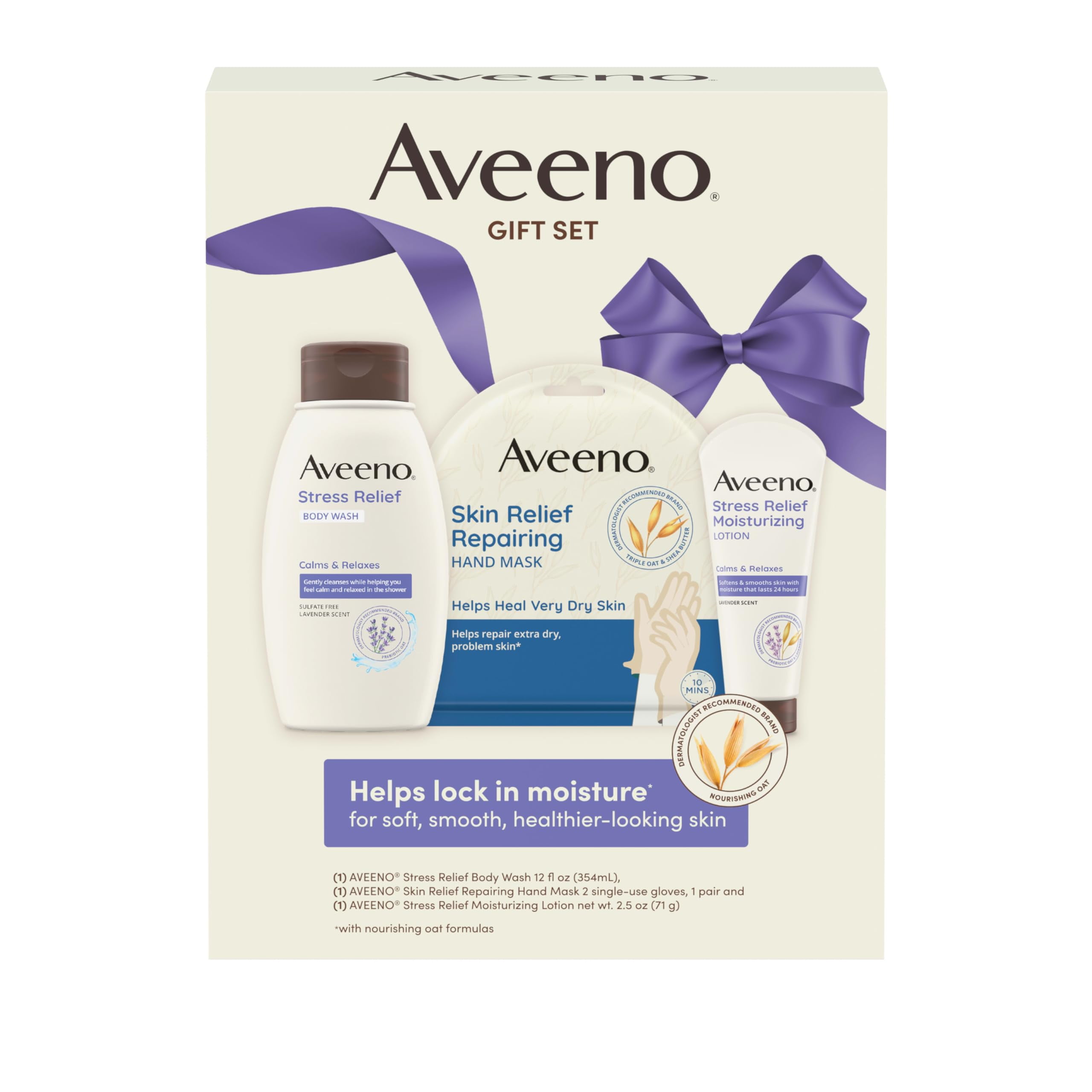 Aveeno Stress Relief Gift Set, Skincare Set for Sensitive Skin with ...