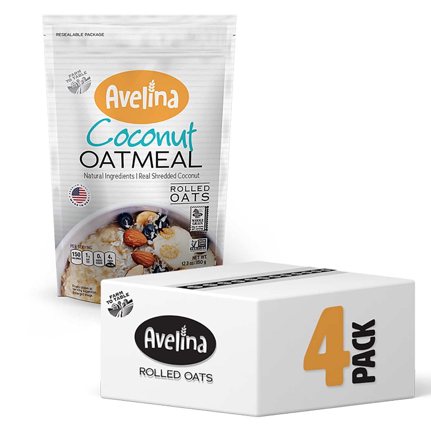 Avelina Coconut Oatmeal | 100% Gluten Free | Wholesome Whole Grain Oats ...
