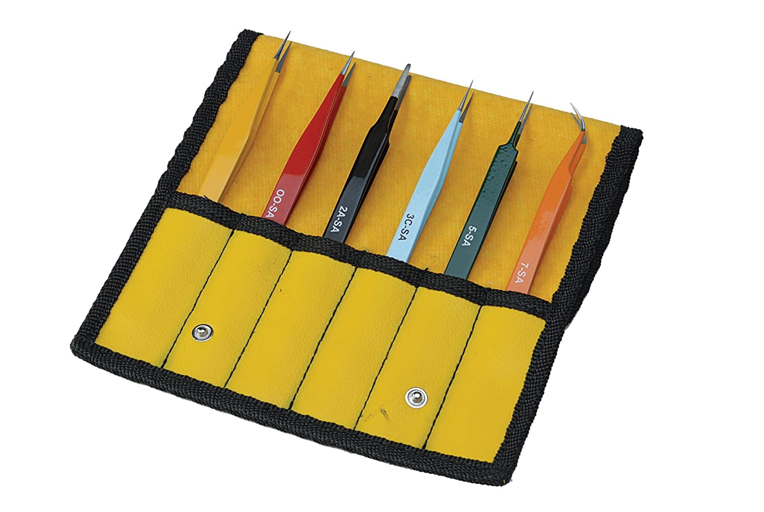 Aven 18480EZ E-Z Pik 6-Piece Tweezers Set with Protective Pouch, AA, OO, 2A, 3C, #5, and #7 ...