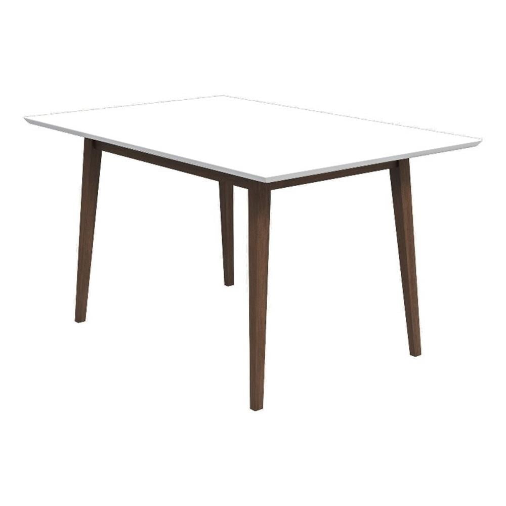 Aven Mid Century Modern Style Solid Wood White Top Rectangular Dining Table - Walmart.com