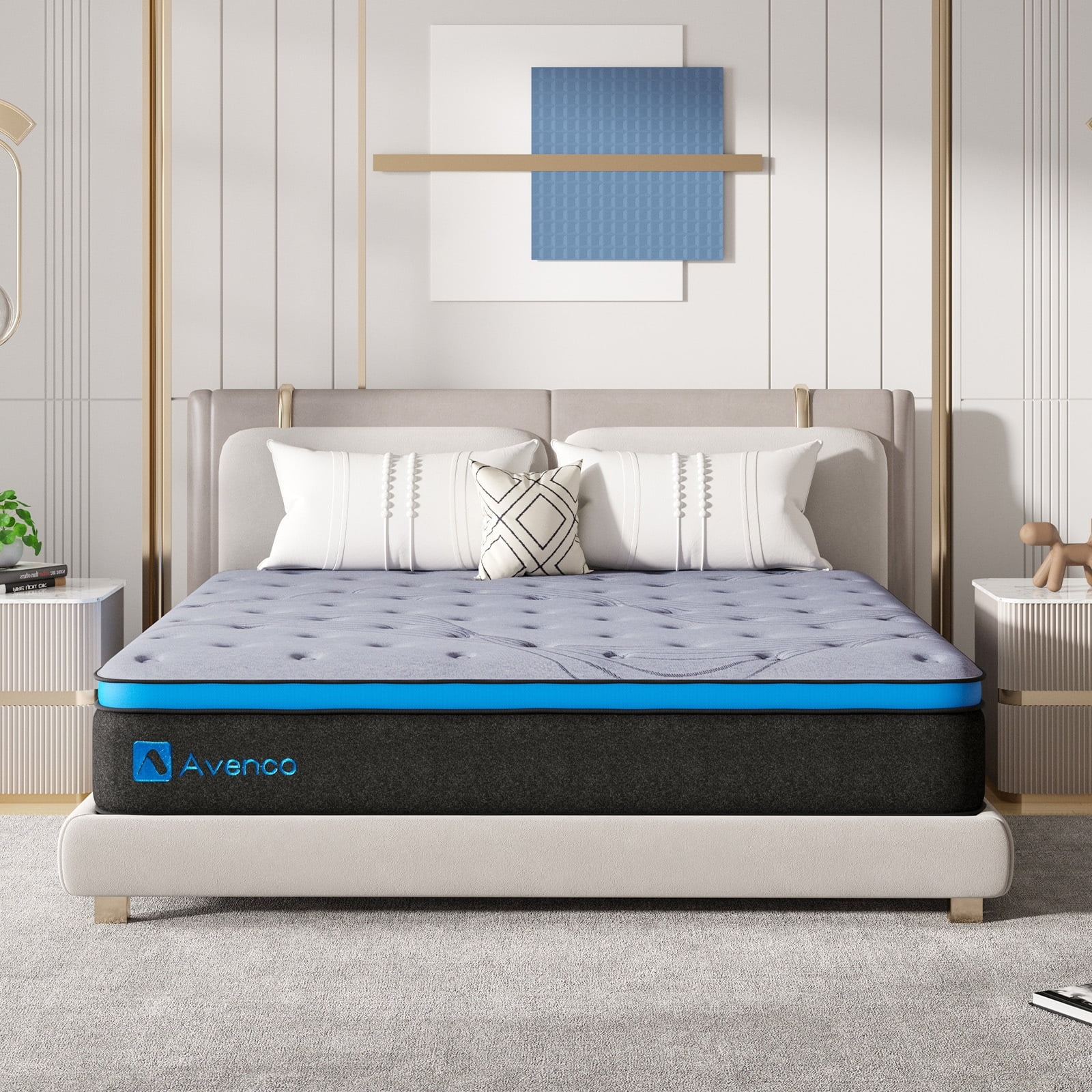 Avenco 12 Inch Hybrid Mattress in a Box, Medium Firm Pocket Spring and ...