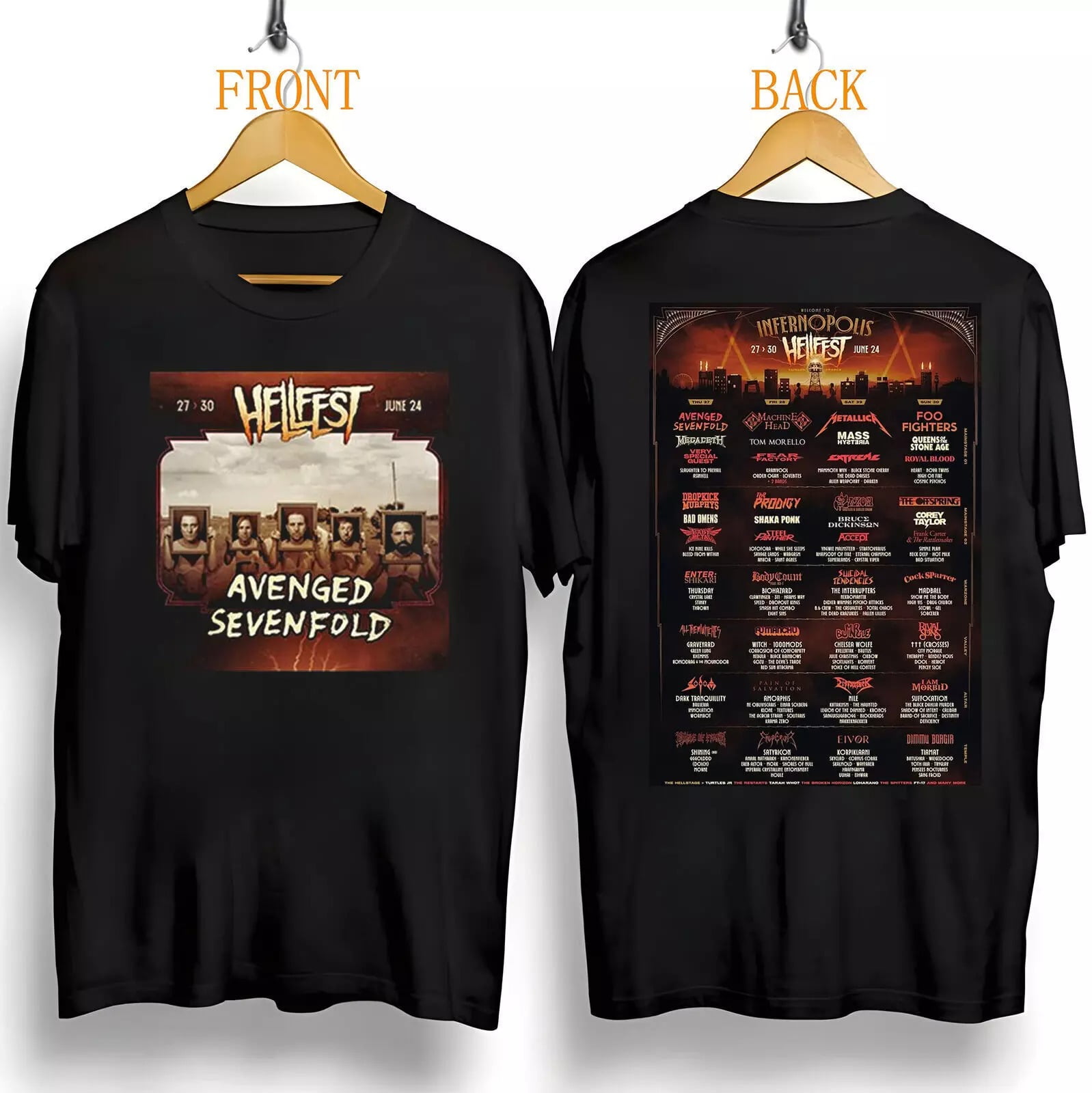 Avenged Sevenfold HellFest Merch 2024 Tour T-Shirt Gift For Fans Music ...