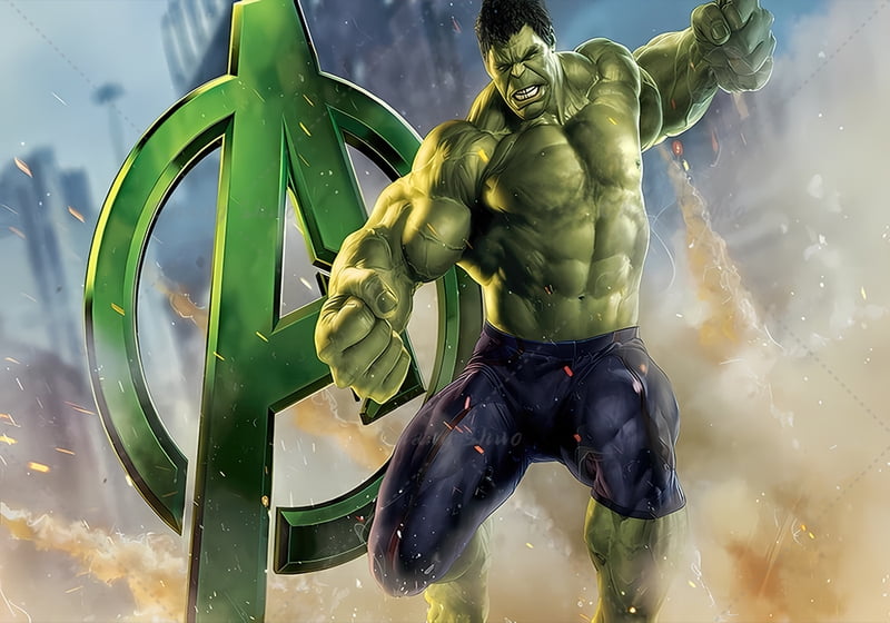 Avenger Hulk Background Banner Props Children Boy Birthday Party Baby ...