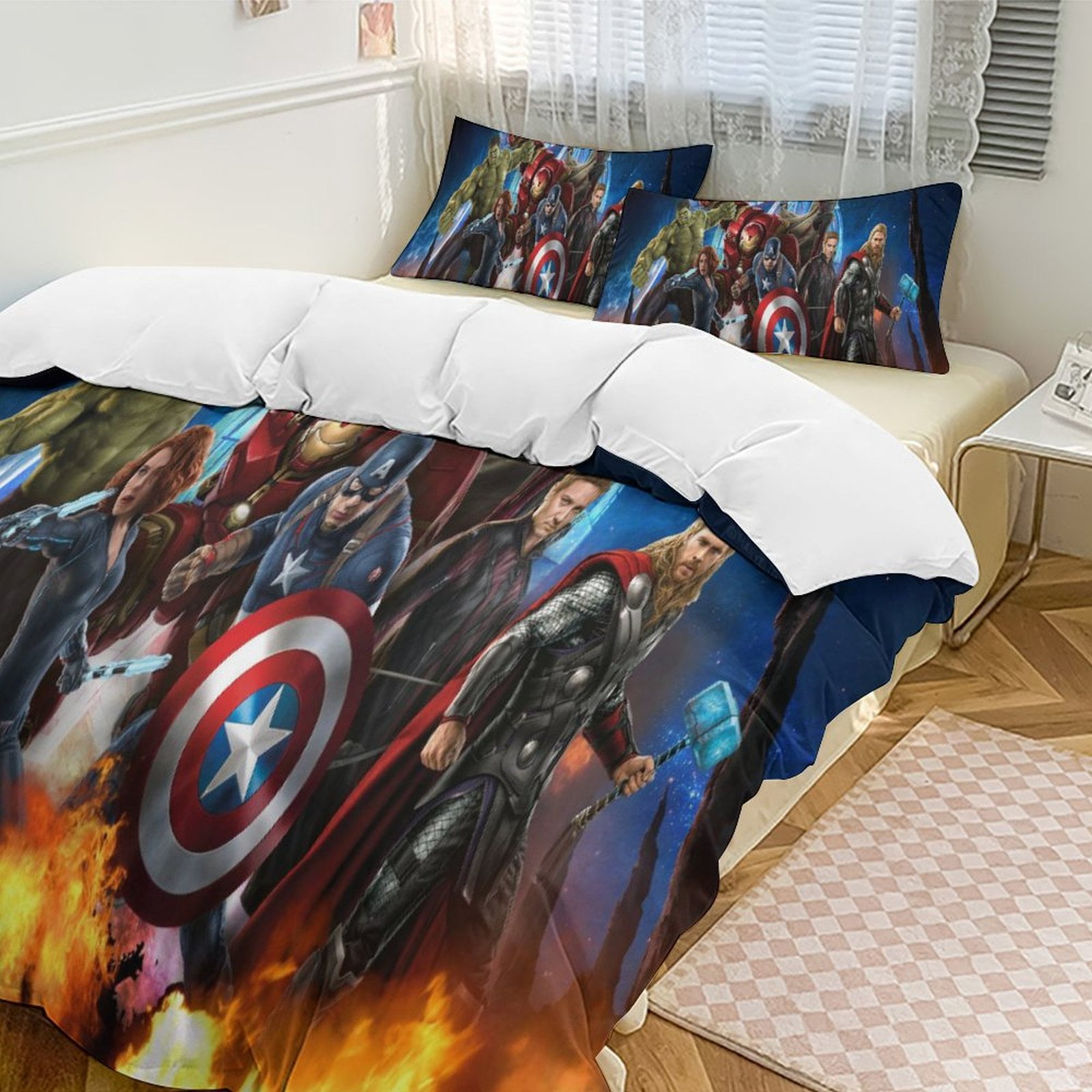 The Avengers 3 Piece Bedding Set Cartoon Comforter Set Cute Duvet Cover ...