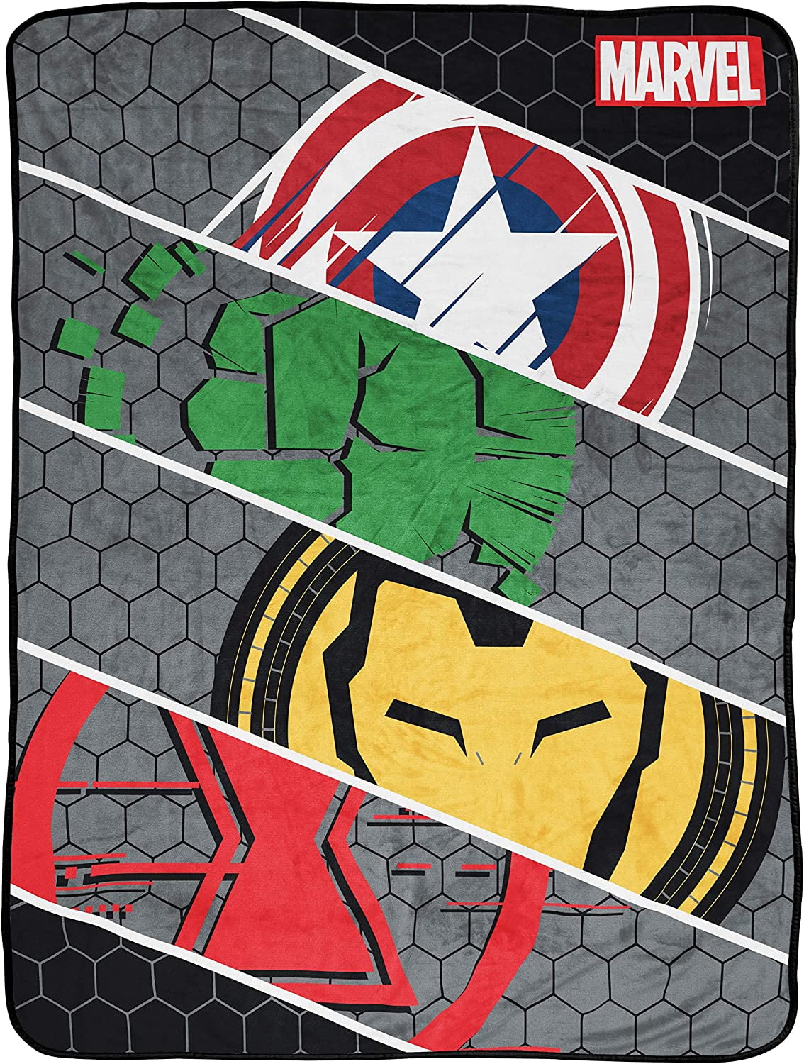 Avengers 46 x 60 in. Marvel Avengers Symbols Grid Throw Blanket, Gray ...