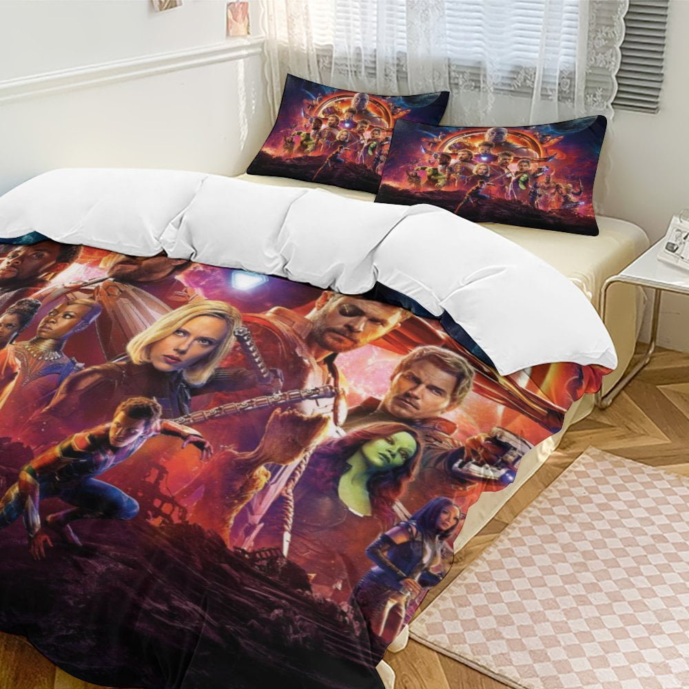 Avengers Bedding Comforter Sets, 3-Piece Bedding Set Soft Warm Bed Set with 1 Duvet Cover And 2 ...