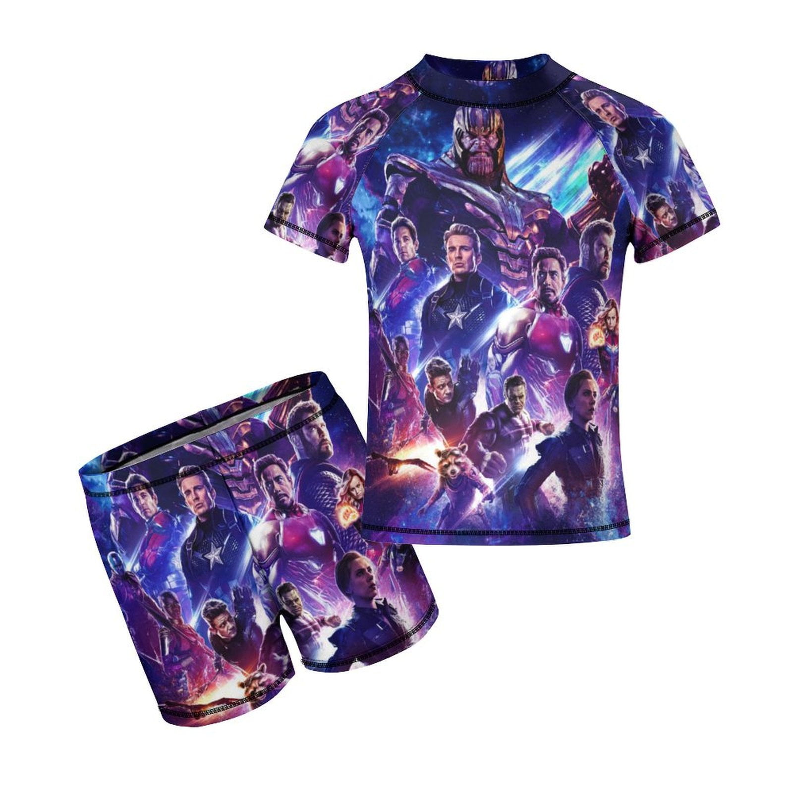Avengers Boys 2-Piece Swimsuit Set, Short Sleeve Rash Guard & Swim ...
