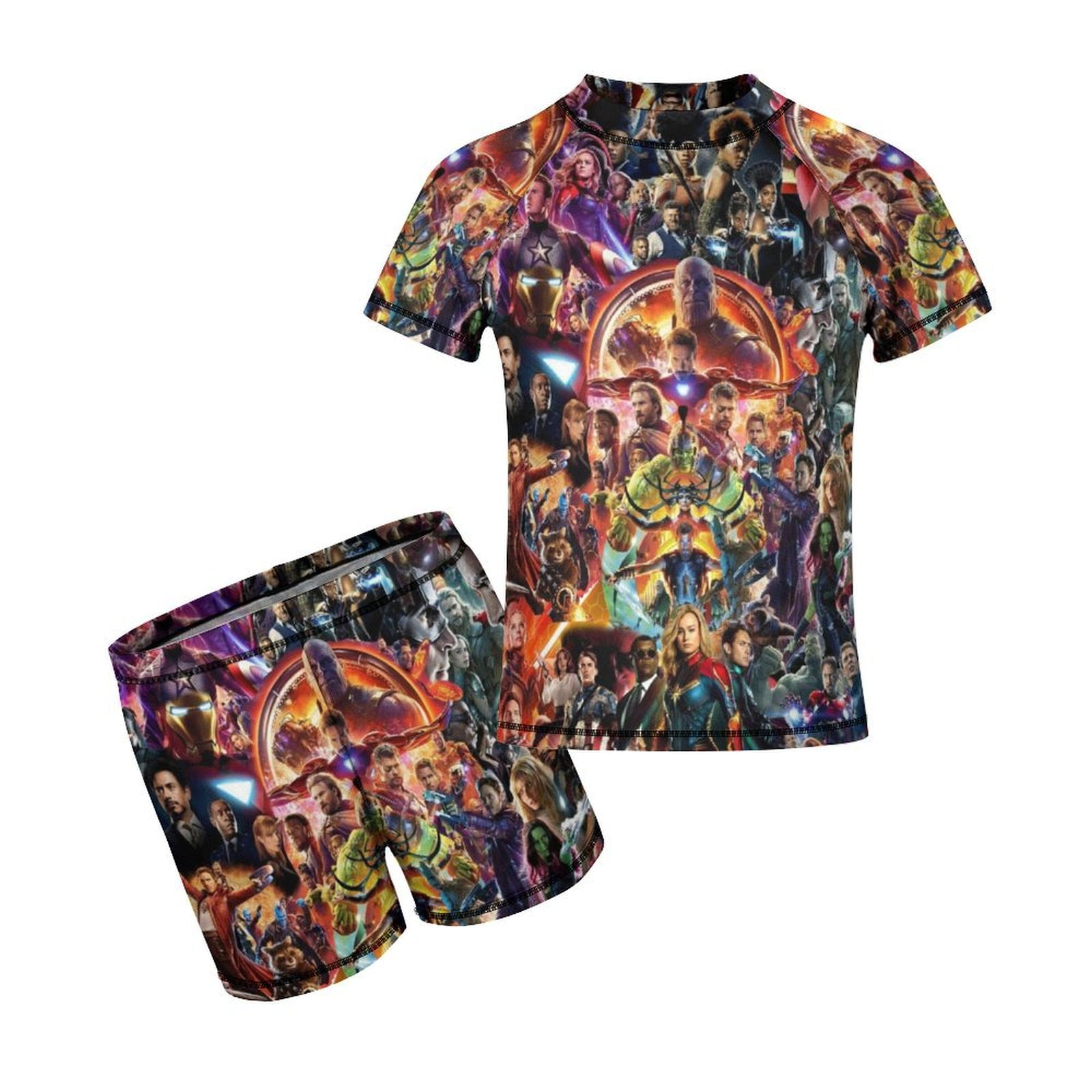 Avengers Boys 2-Piece Swimsuit Set, Short Sleeve Rash Guard & Swim ...
