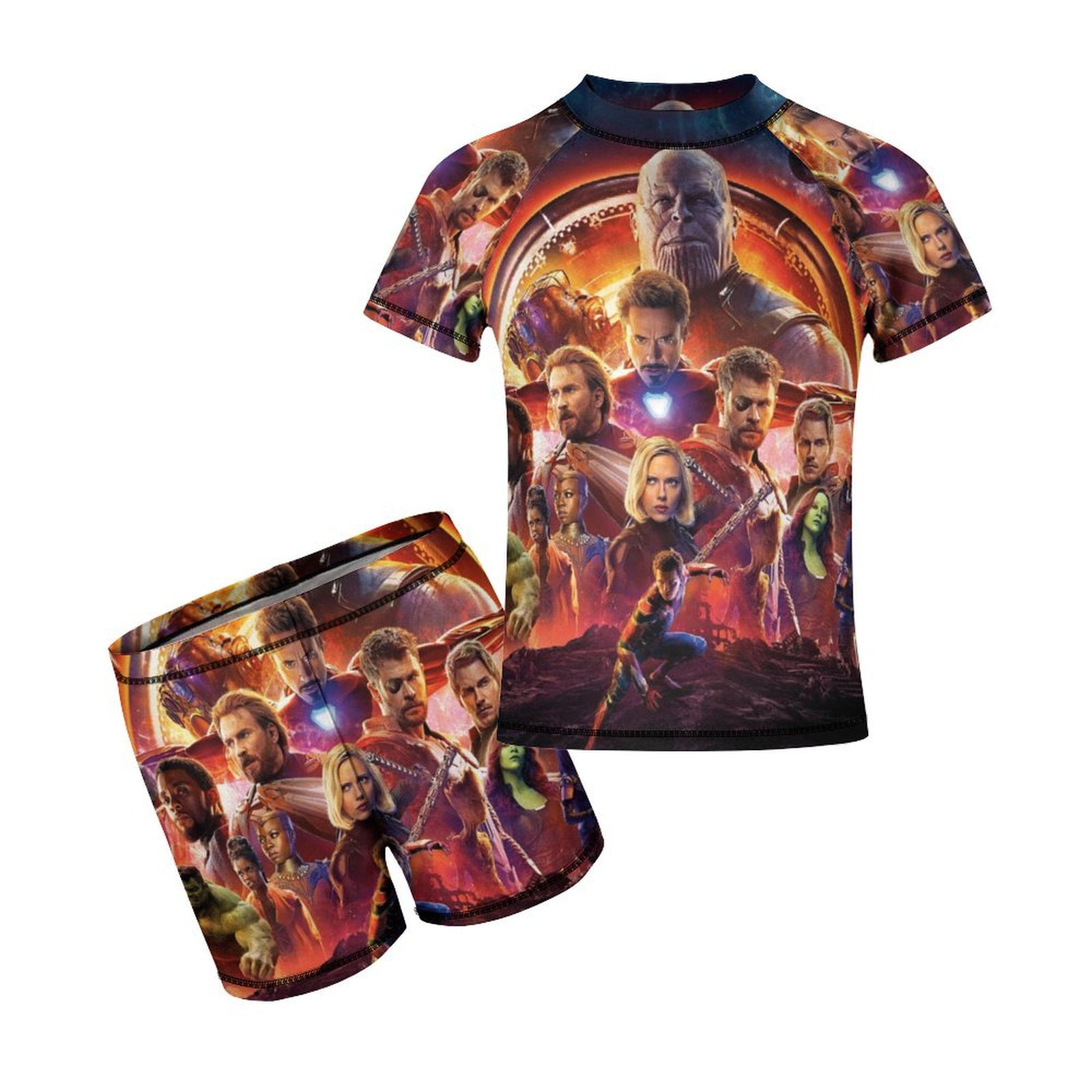 Avengers Boys 2-Piece Swimsuit Set, Short Sleeve Rash Guard & Swim ...