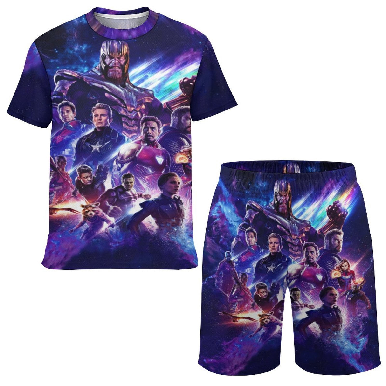 Avengers Boys Girls Short Sleeve Mesh T-Shirt And Shorts Outfit Set ...