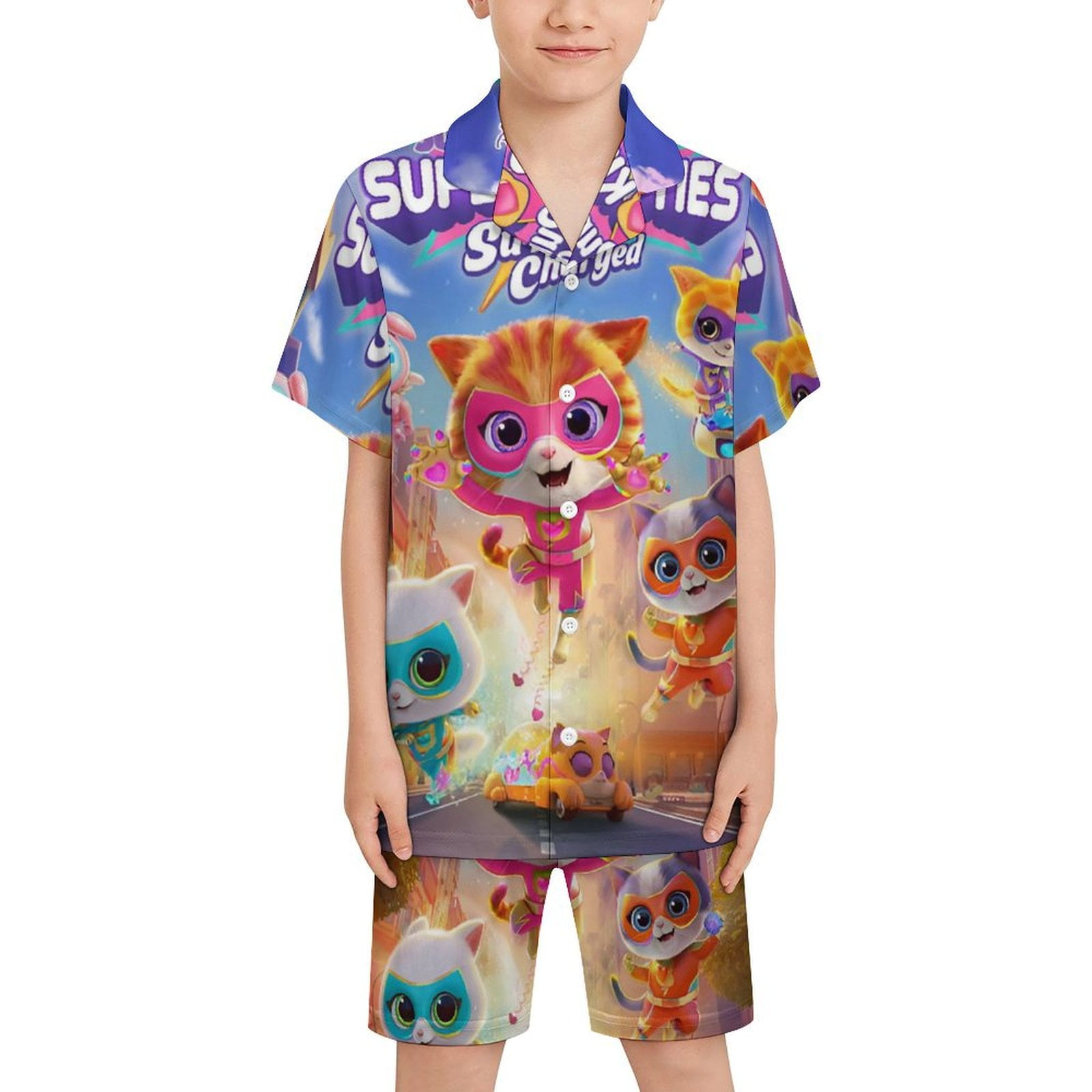 Avengers Boys Silk Pajamas Button Down Sleepwear Satin Nightwear 2 Pcs ...