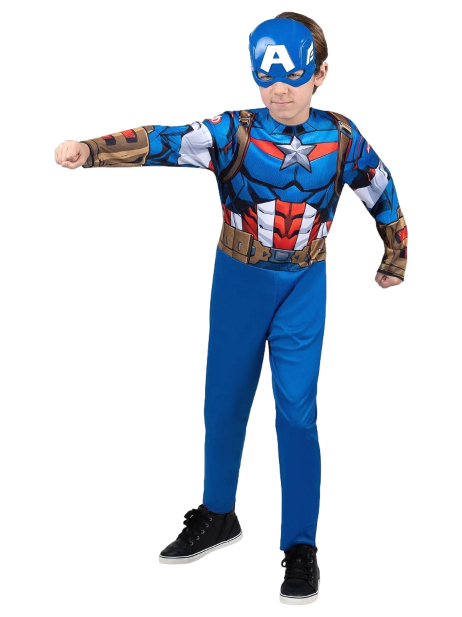 Avengers Captain America Boys Jumpsuit & Mask Halloween Costume S (4-7 ...