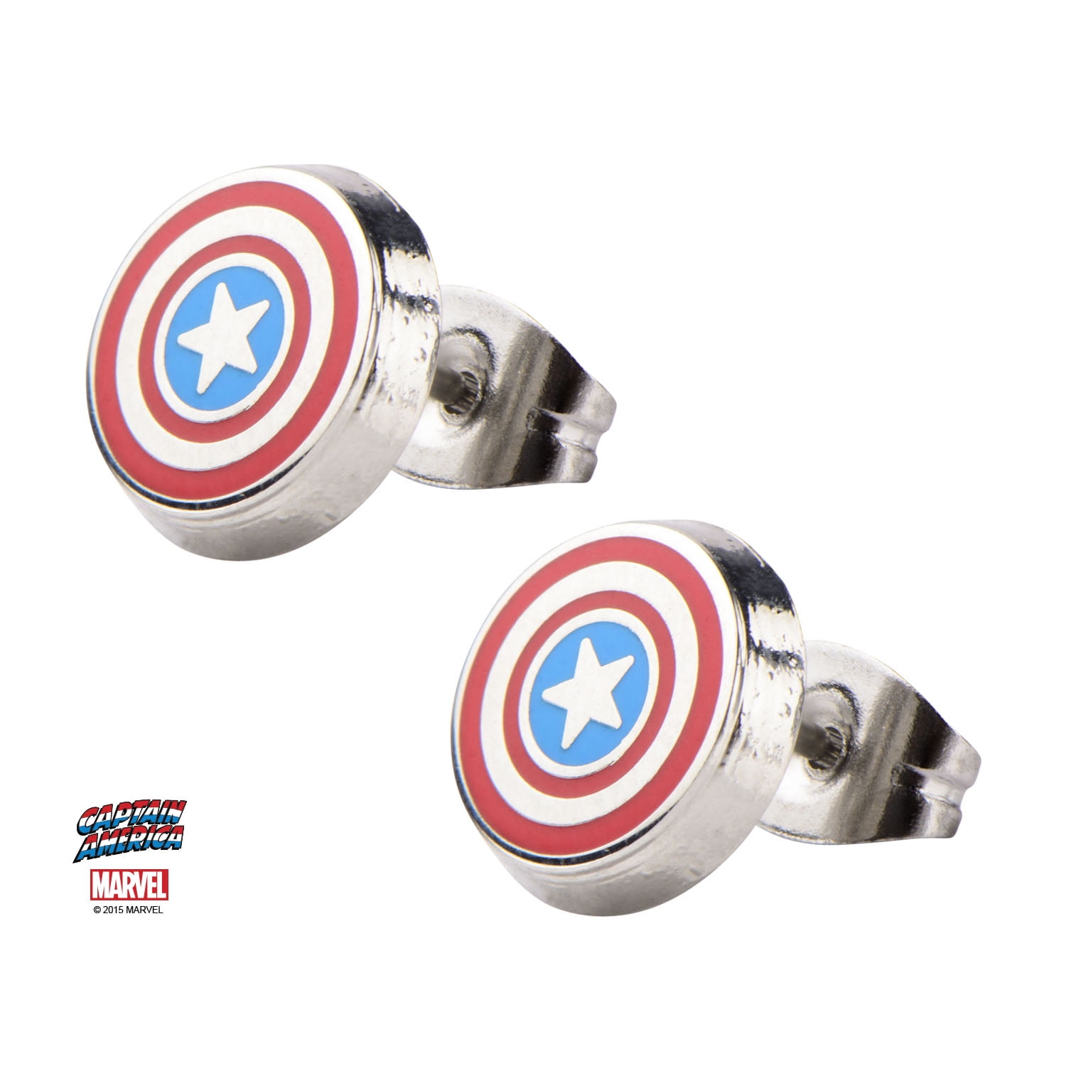 Avengers Captain America Shield Logo Stainless Steel Stud Earrings ...