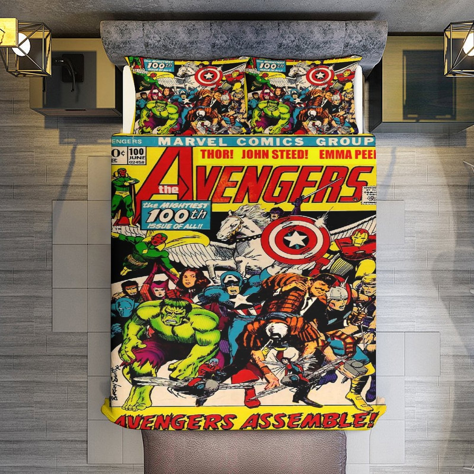 Avengers Comic Captain America Spider-Man Bedding Duvet Cover Queen ...
