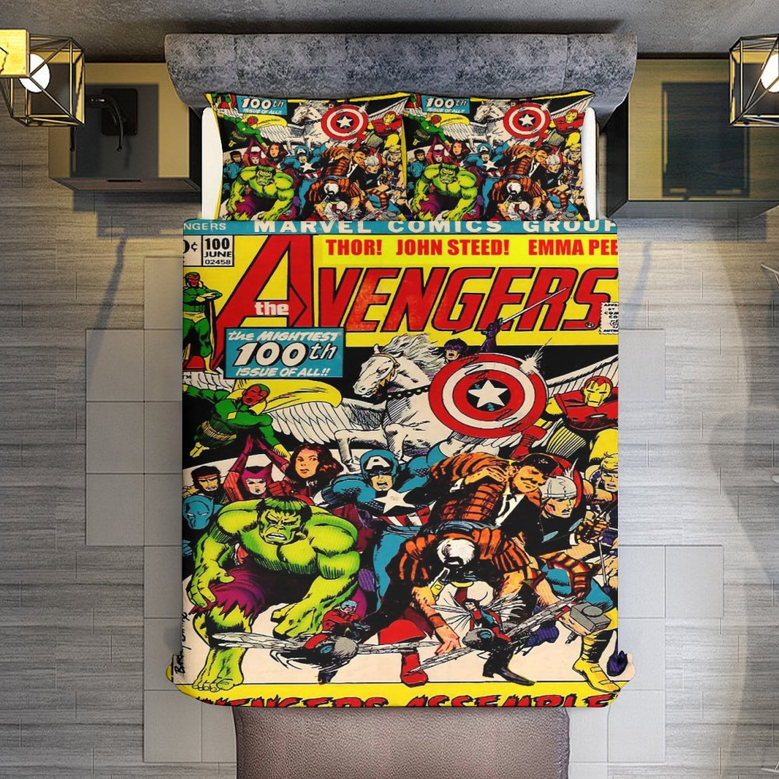 Avengers Comic Captain America Spider-Man Bedding Duvet Cover Queen ...