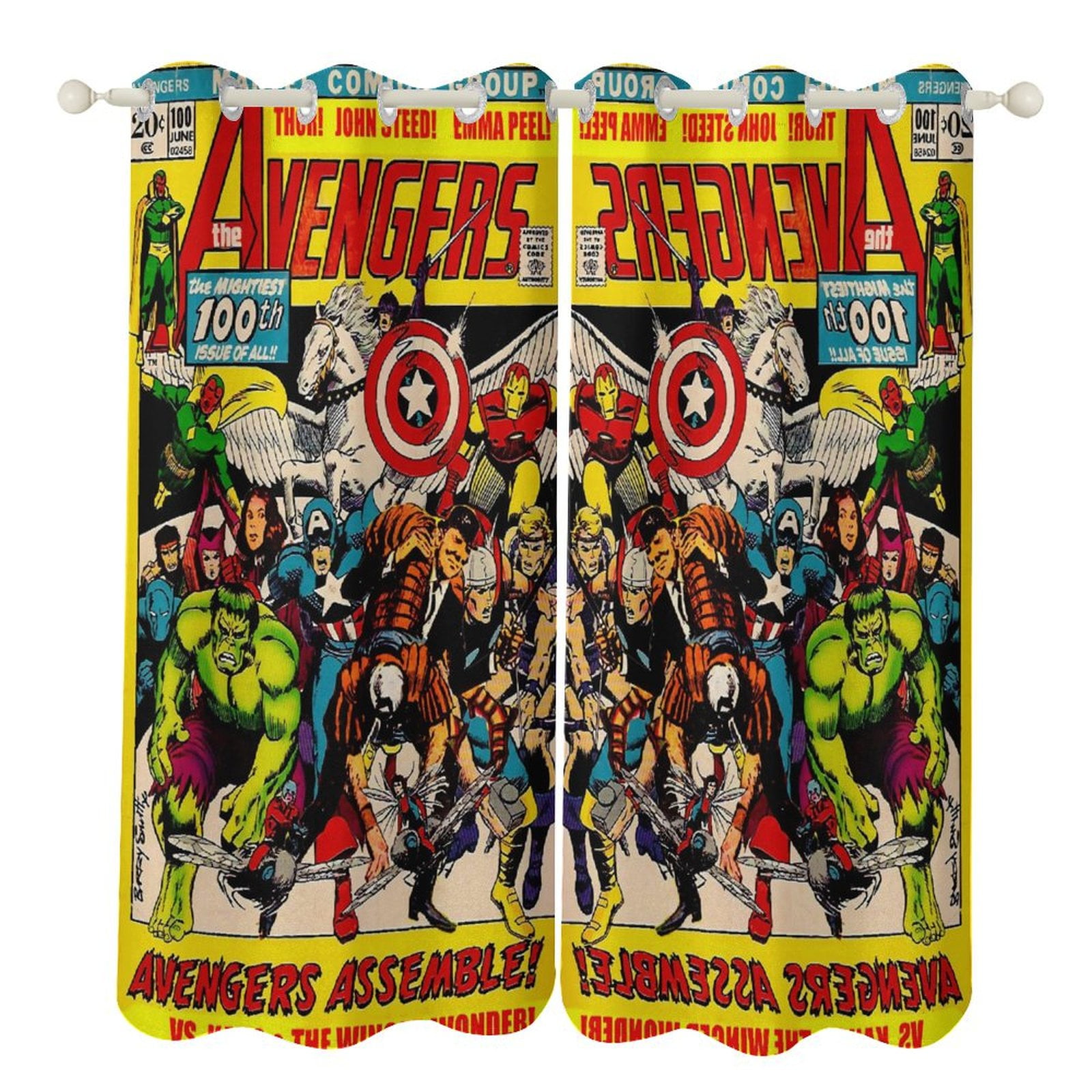Avengers Comic Captain America Spider-Man Curtains,Blackout Curtains ...