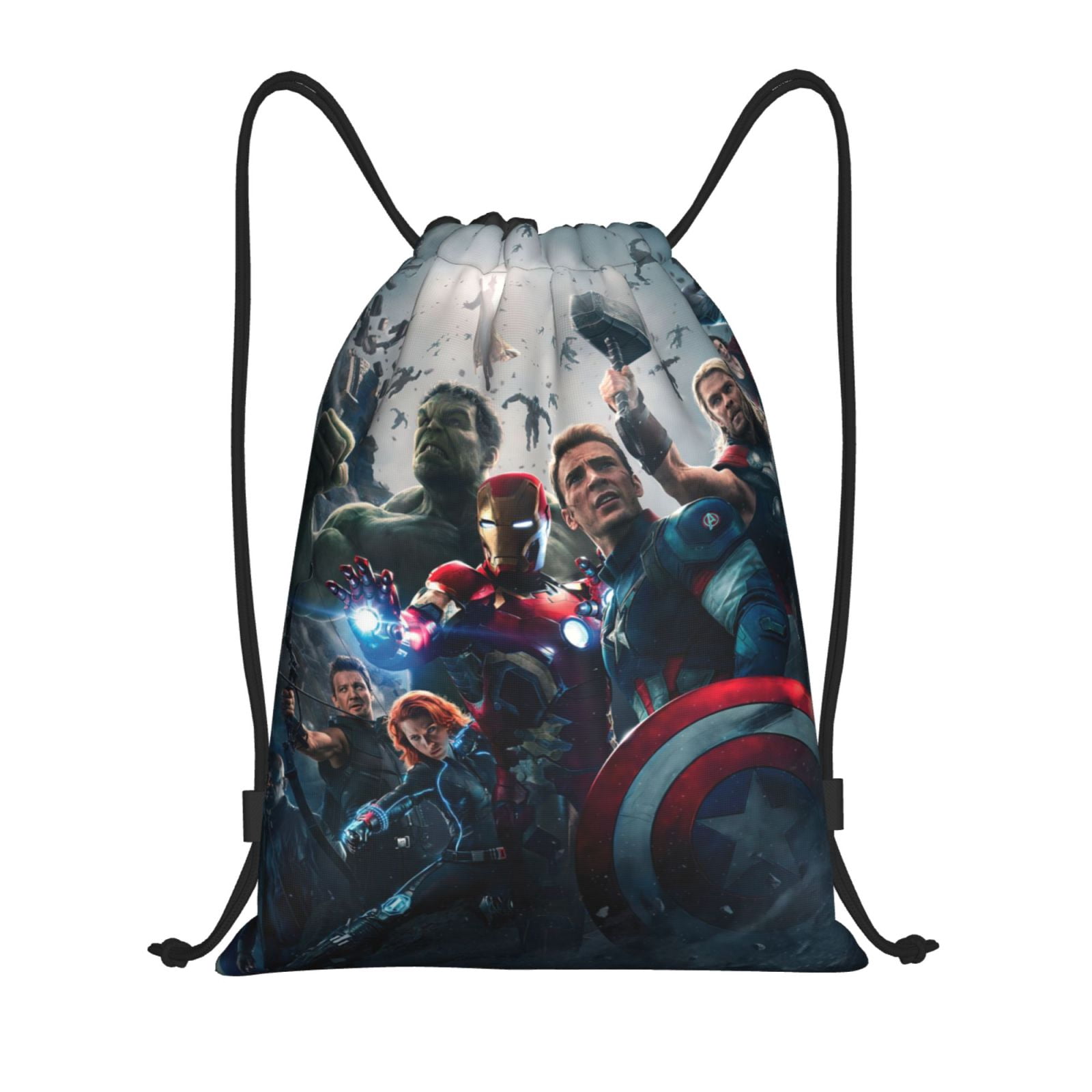 Avengers Drawstring Backpack Sports Gym Sackpack Water Resistant String ...