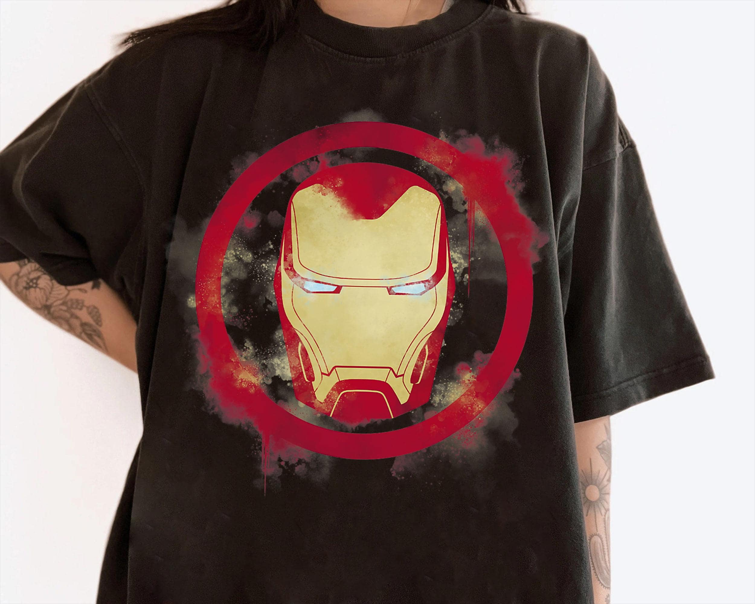 Avengers Endgame Iron Man Spray Paint Logo T-Shirt, Disneyland Family ...