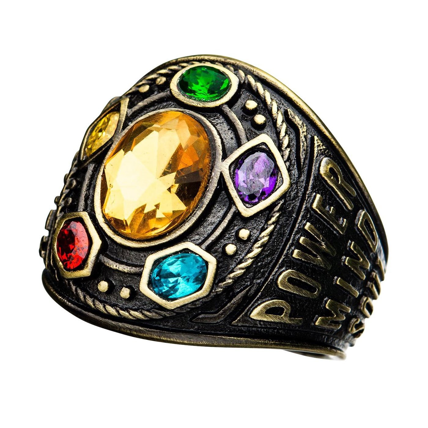 The Avengers Infinity Gauntlet Ring, Faux Infinity Stones, Engraved ...