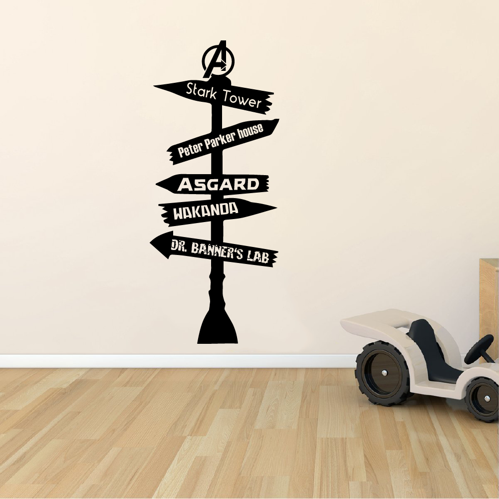 Avengers Stark Wakanda Pathway Signage Fantasy World Wall Sticker Art ...