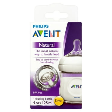 Avent Natural Flow Bottle 9oz, Anti-Colic Valve, Ages 1M, White ...