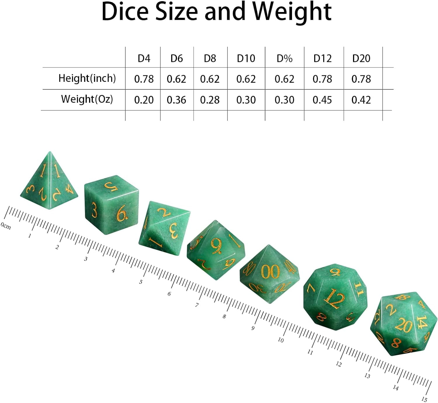 Aventurine Gemstone Dnd Dice Set, 7 Pcs Dungeons And Dragons Dice With ...
