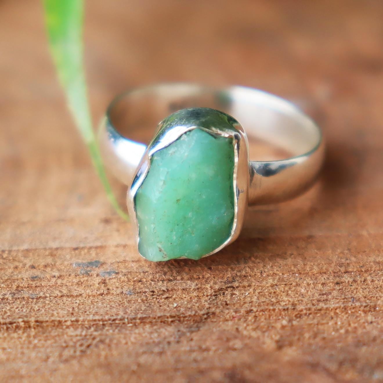 Aventurine Gemstone Ring, 925 Sterling Silver Ring, Natural Raw Stone ...