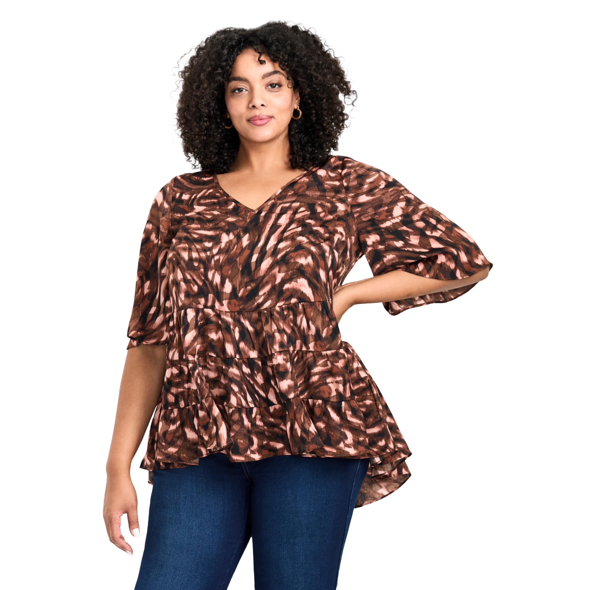 Avenue Women's Plus Size Aly Tiered Top - Walmart.com