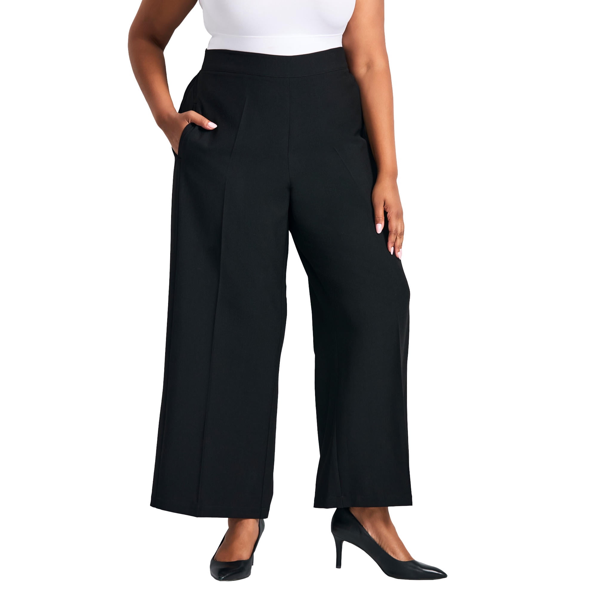 Avenue Women's Plus Size Anna Wide Leg Pleat Front Pant - Walmart.com