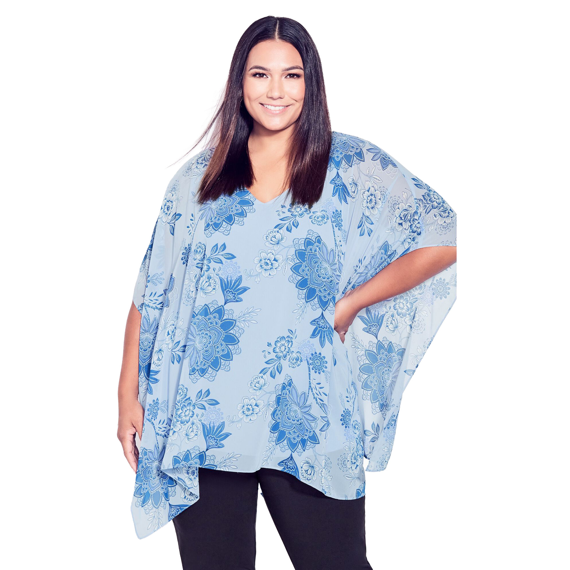 Avenue Women's Plus Size Mix Media Top - Walmart.com