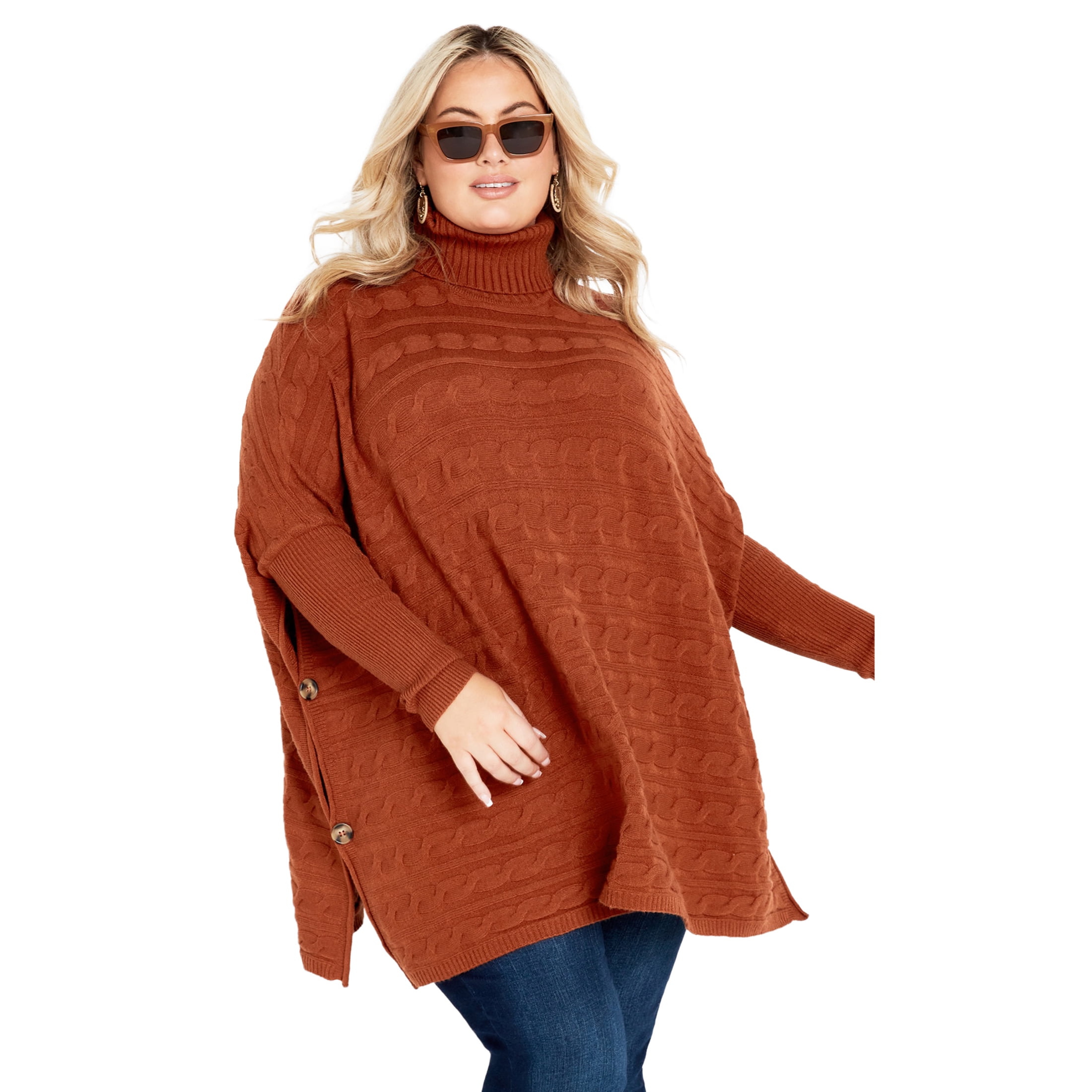 Avenue Women's Plus Size Bella Poncho Sweater - Walmart.com
