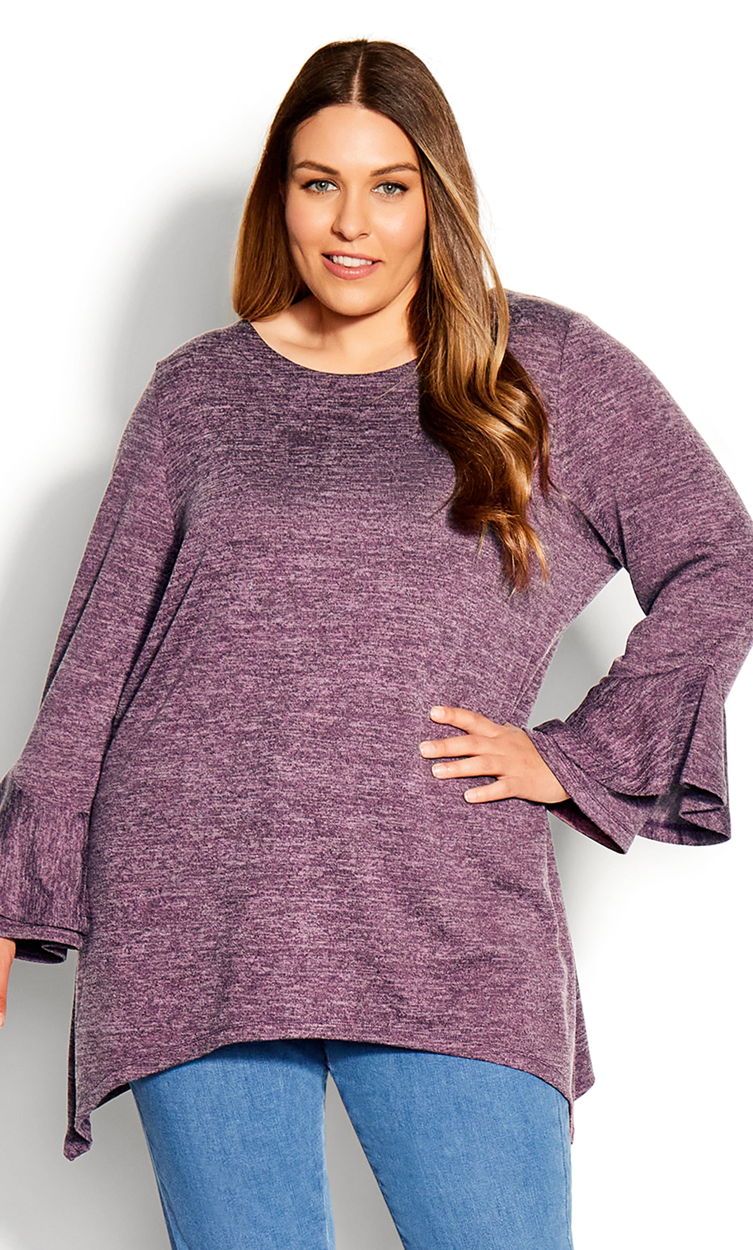 Avenue Women's Plus Size Cassidy 3/4 Sleeves Relaxed Tunic Top ...
