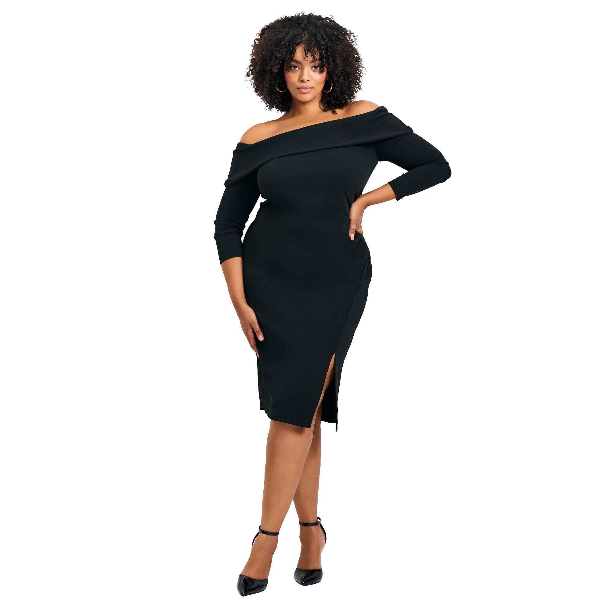 Avenue Women's Plus Size Collette Off Shoulder Gathered Waist Dress ...