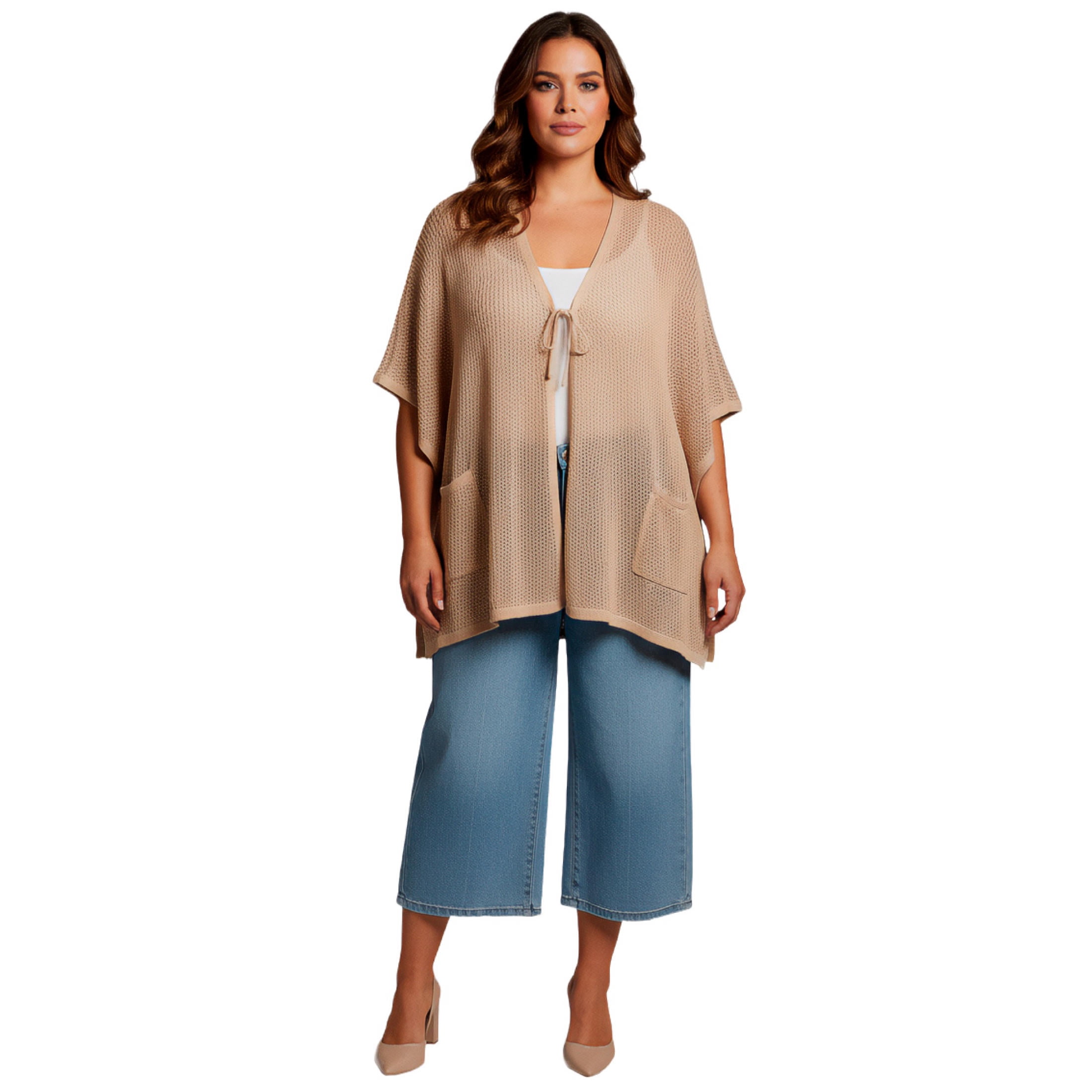 Take A Look About Plus Size Tie Front Cardigan