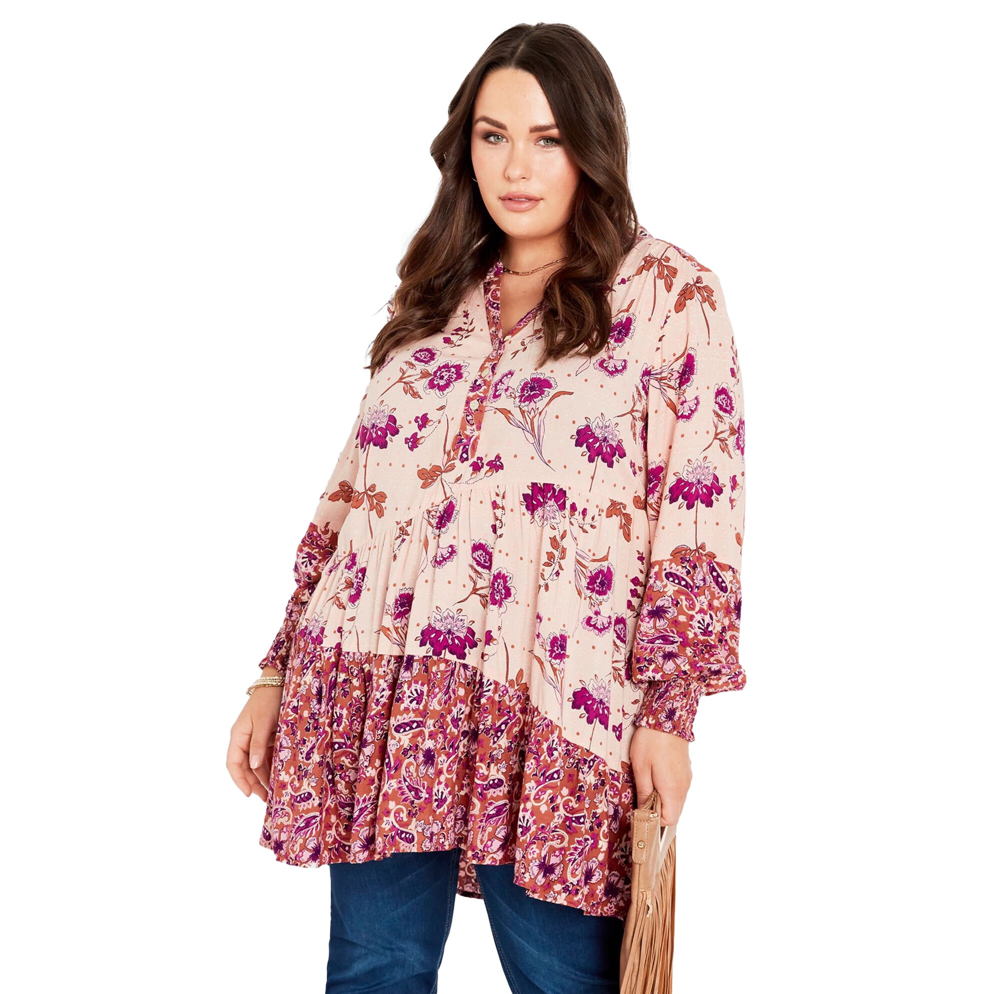 Avenue Women's Plus Size Cynthia Splice Empire Waist Tunic - Walmart.com