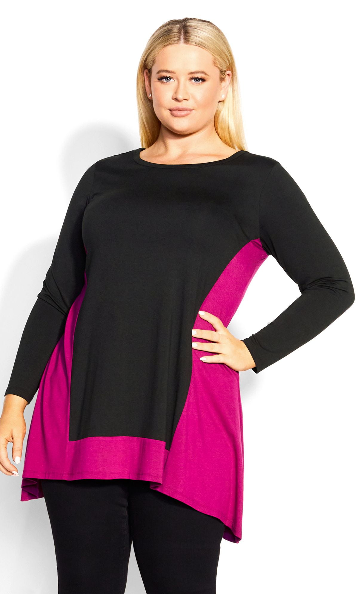 Avenue Women's Plus Size Elsa Long Sleeves Relaxed Fit Tunic Top ...