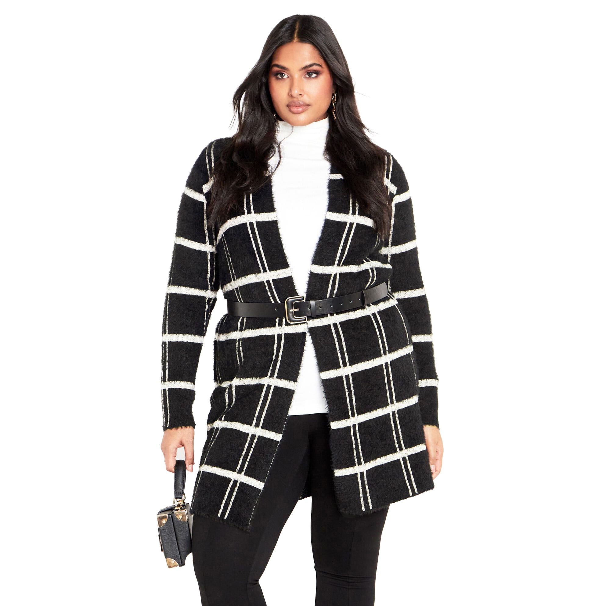 Avenue Women's Plus Size Emily Check Coatigan - Walmart.com