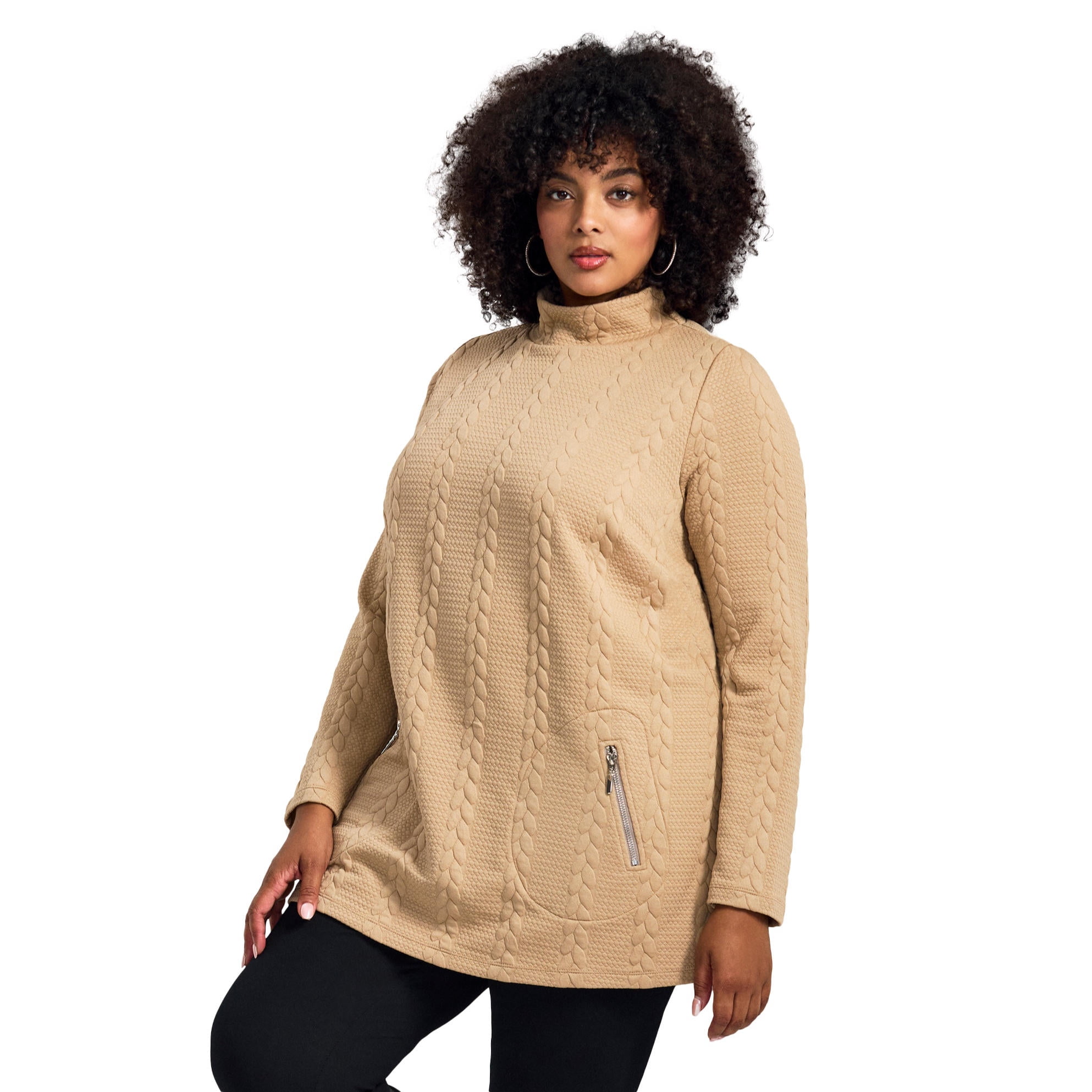 Avenue Women's Plus Size Emily Jacquard Texture Knit Tunic - Walmart.com