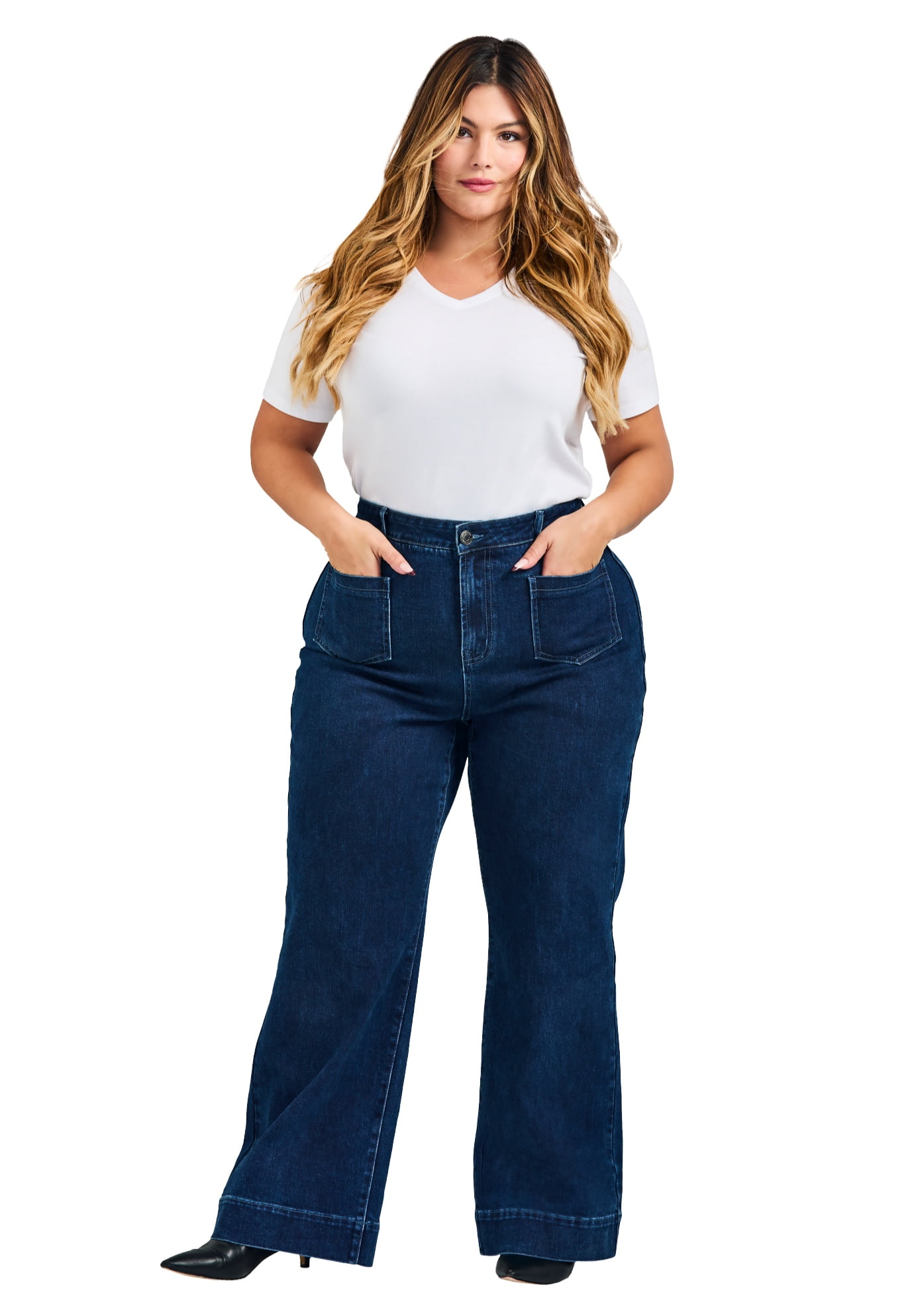 Avenue Women's Plus Size Emma Wide Leg Jean - Walmart.com