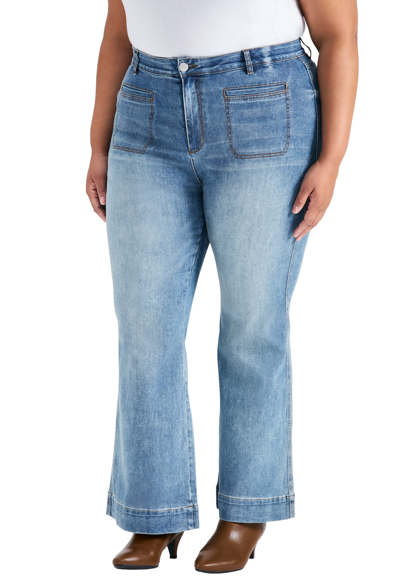 Avenue Women's Plus Size Emmy Flared Jean - Walmart.com