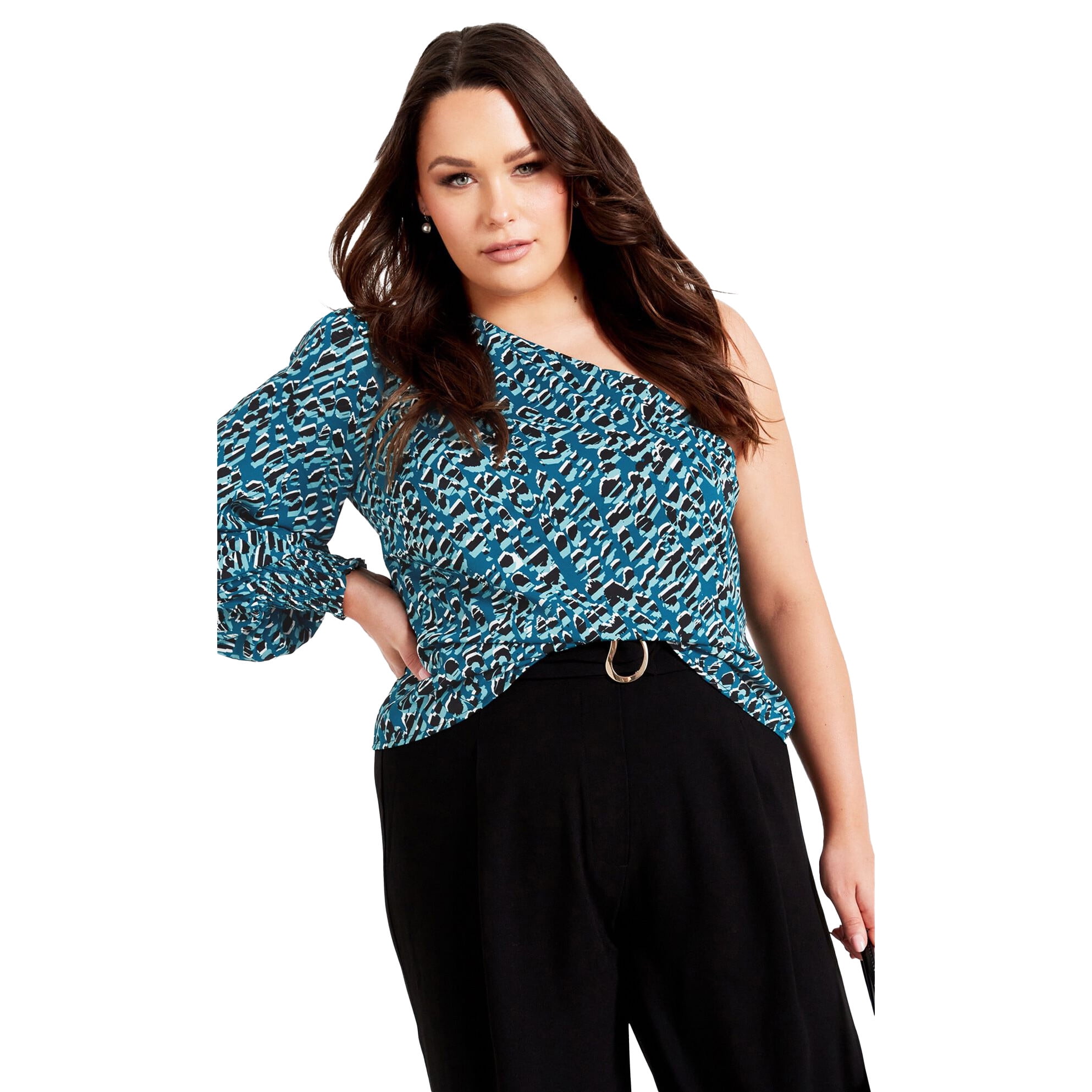 Avenue Women's Plus Size Eva One Shoulder Top - Walmart.com
