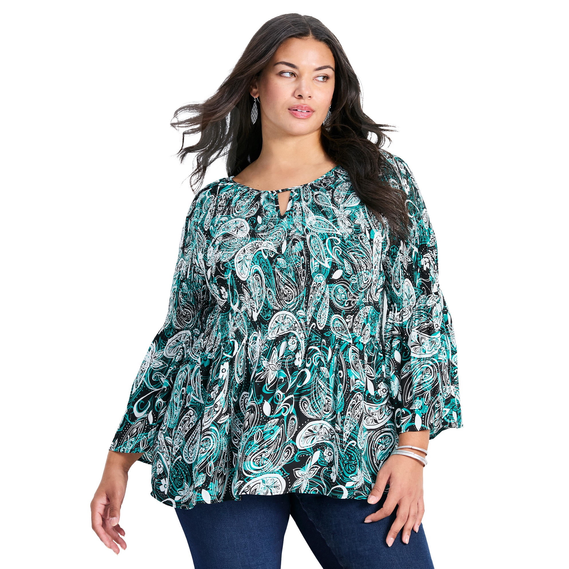 Avenue Women's Plus Size Fairview Keyhole Pleat Blouse - Walmart.com