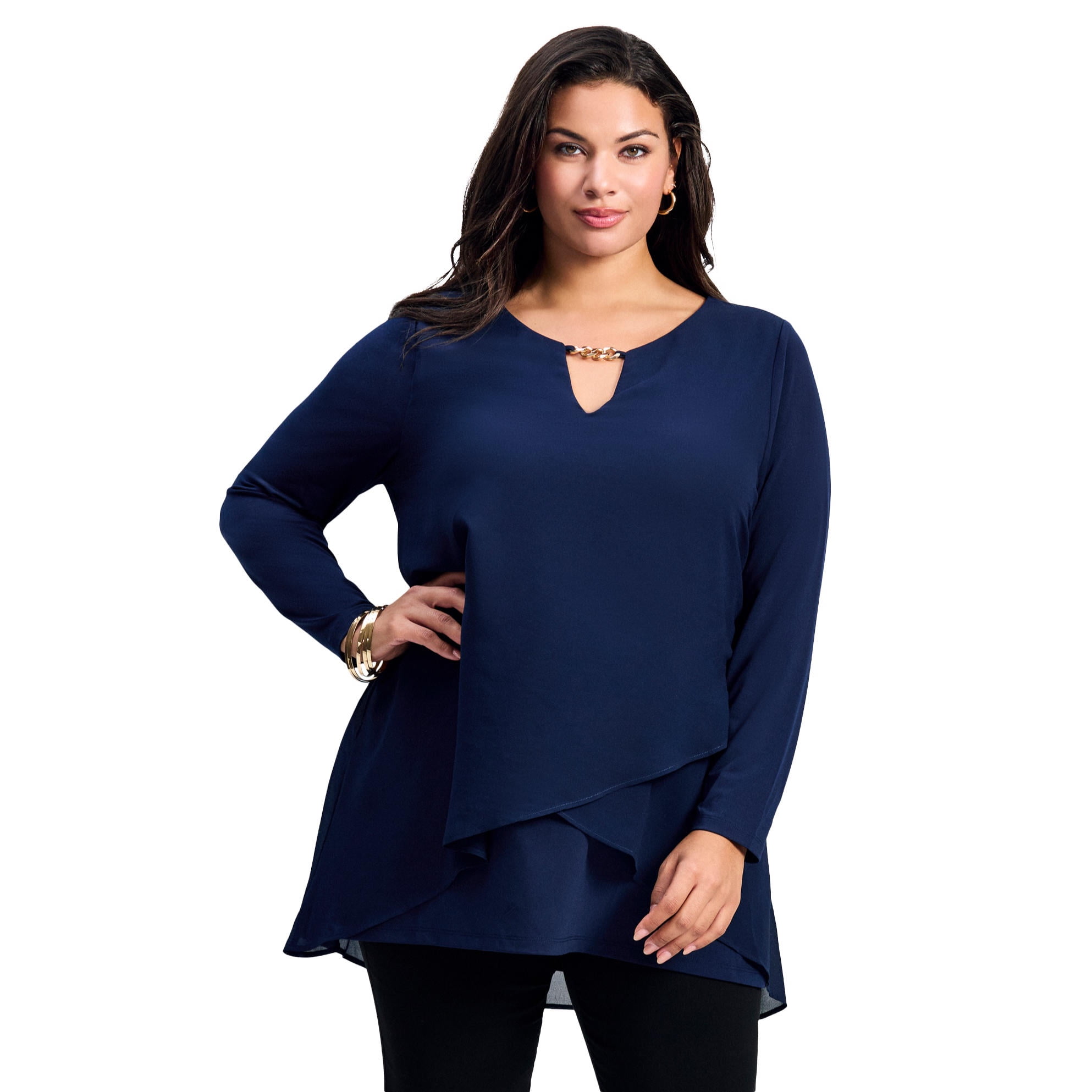 Avenue Women's Plus Size Fantasia Overlay Chain Tunic - Walmart.com