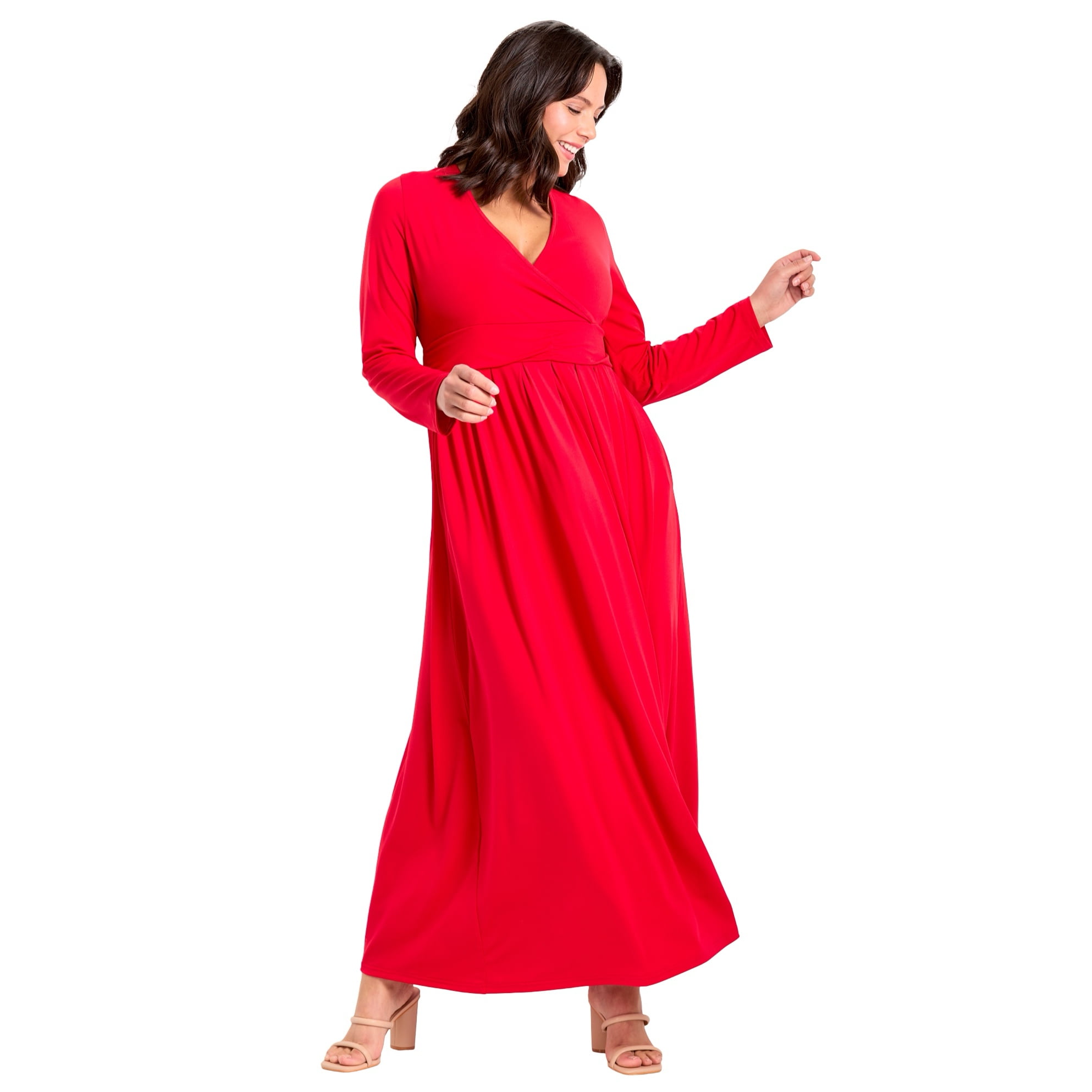 Avenue Women's Plus Size Faux Wrap Flare Maxi Dress - Walmart.com