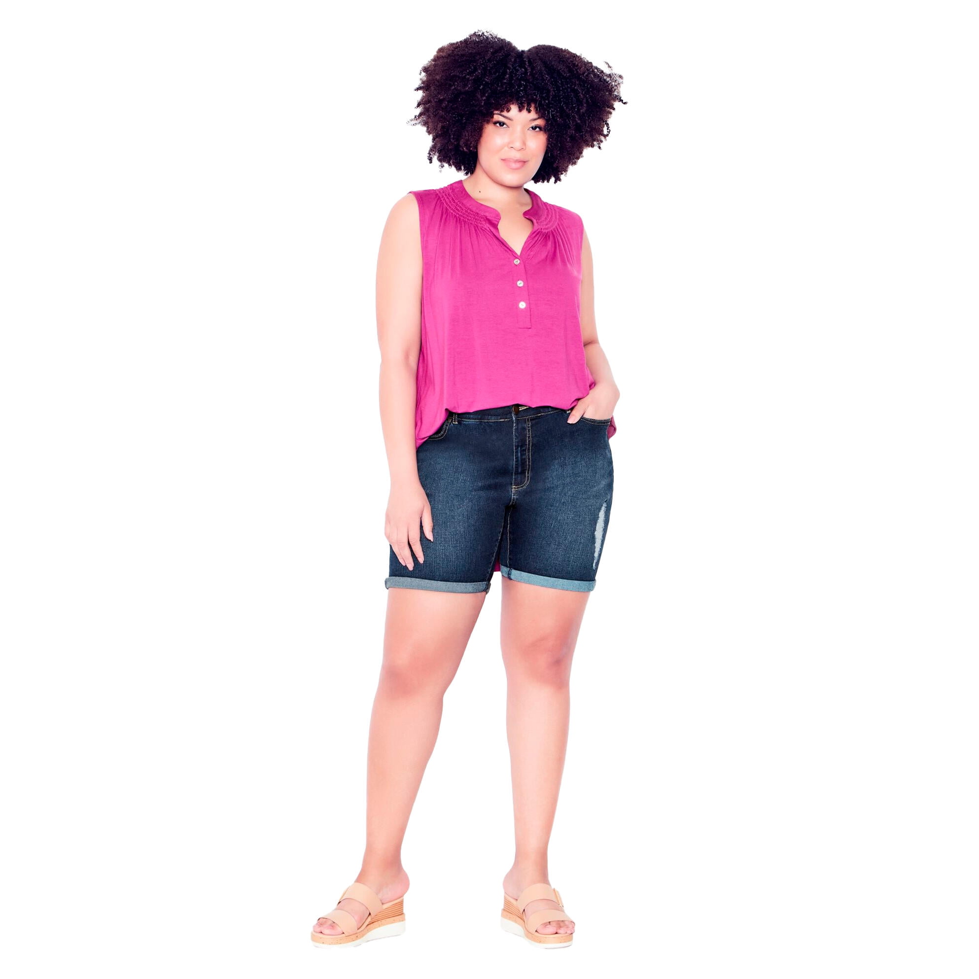 Avenue Women's Plus Size Giana Ripped Short - Walmart.com