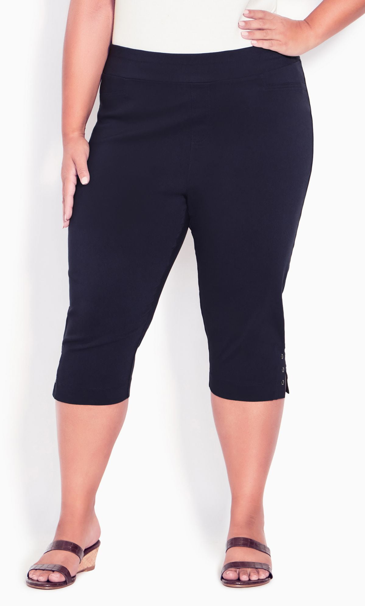 Avenue Women's Plus Size Gracie Eyelet High Rise Capri Pants - Walmart.com
