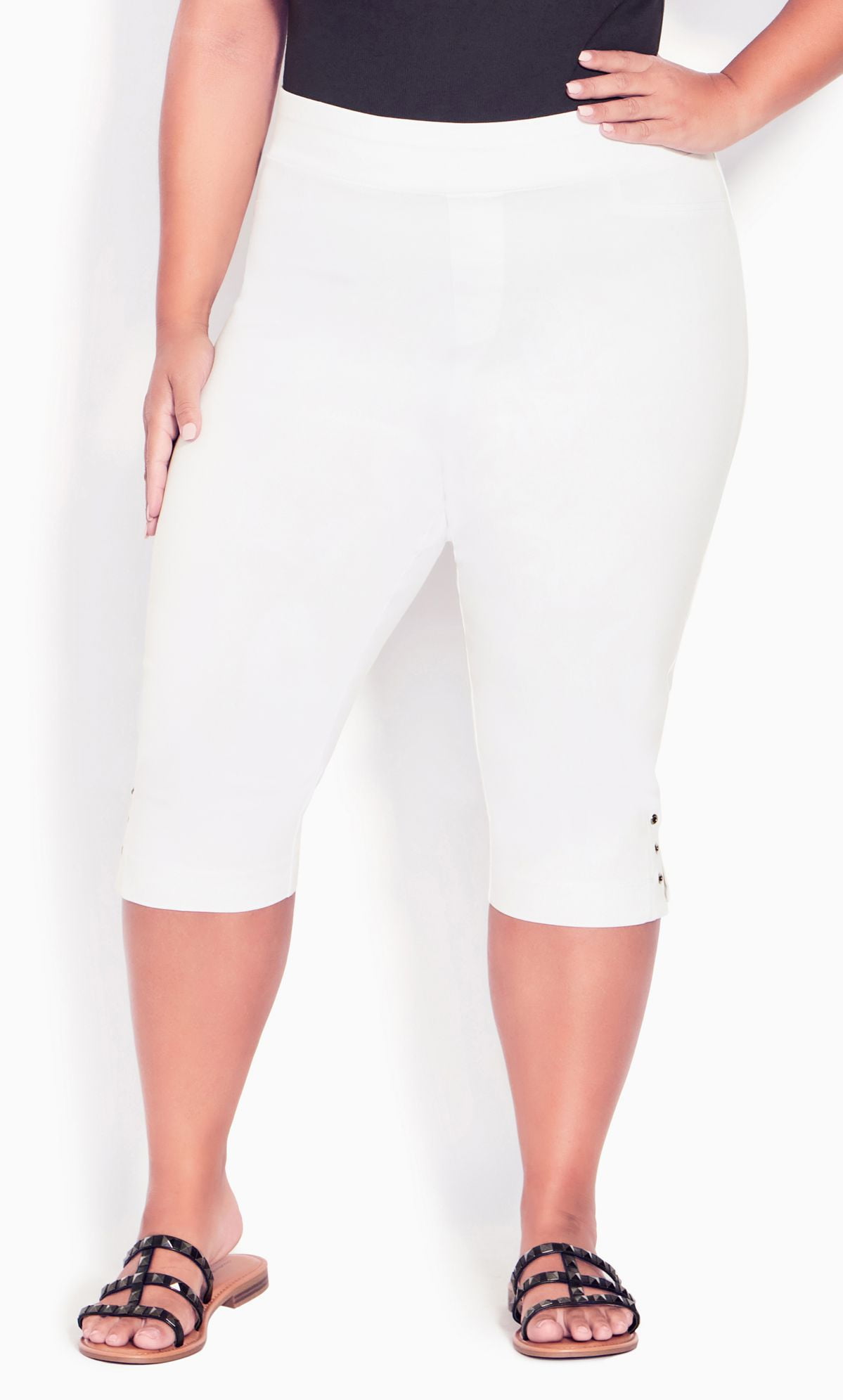 Avenue Women's Plus Size Gracie Eyelet High Rise Capri Pants - Walmart.com