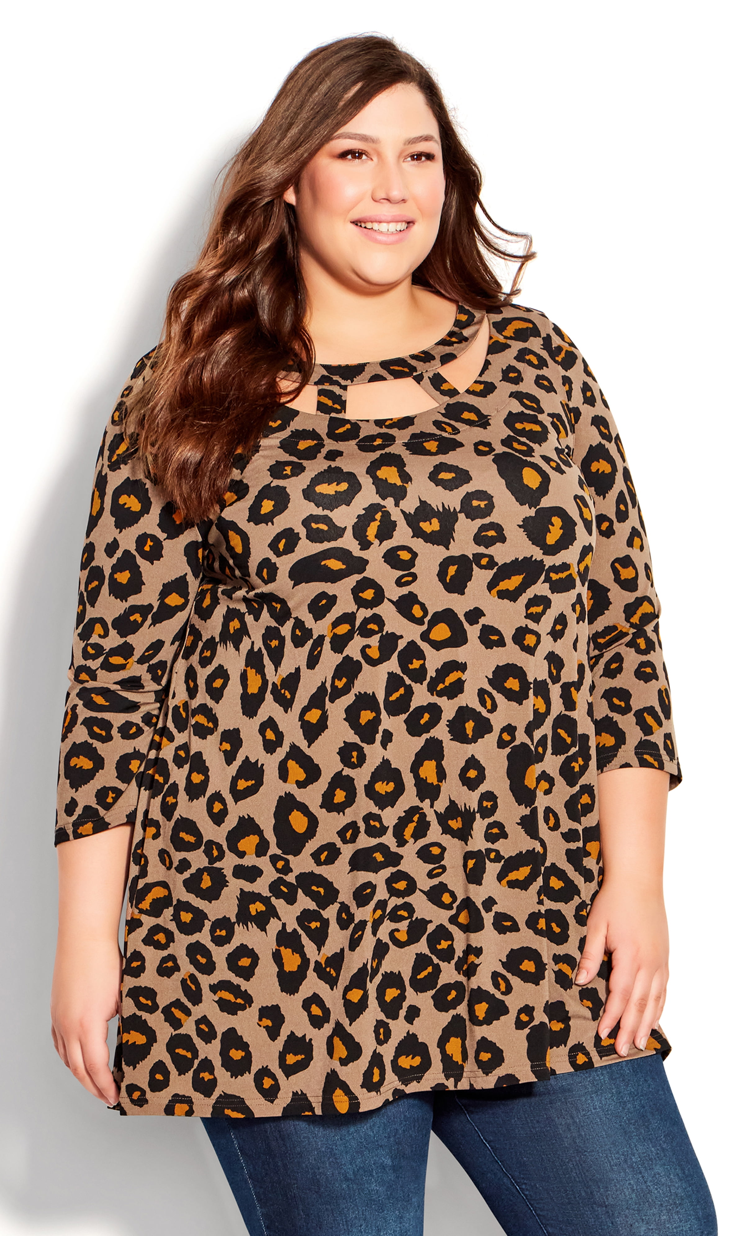 Avenue Women's Plus Size Harriet 3/4 Sleeves Soft Tunic Top - Walmart.com